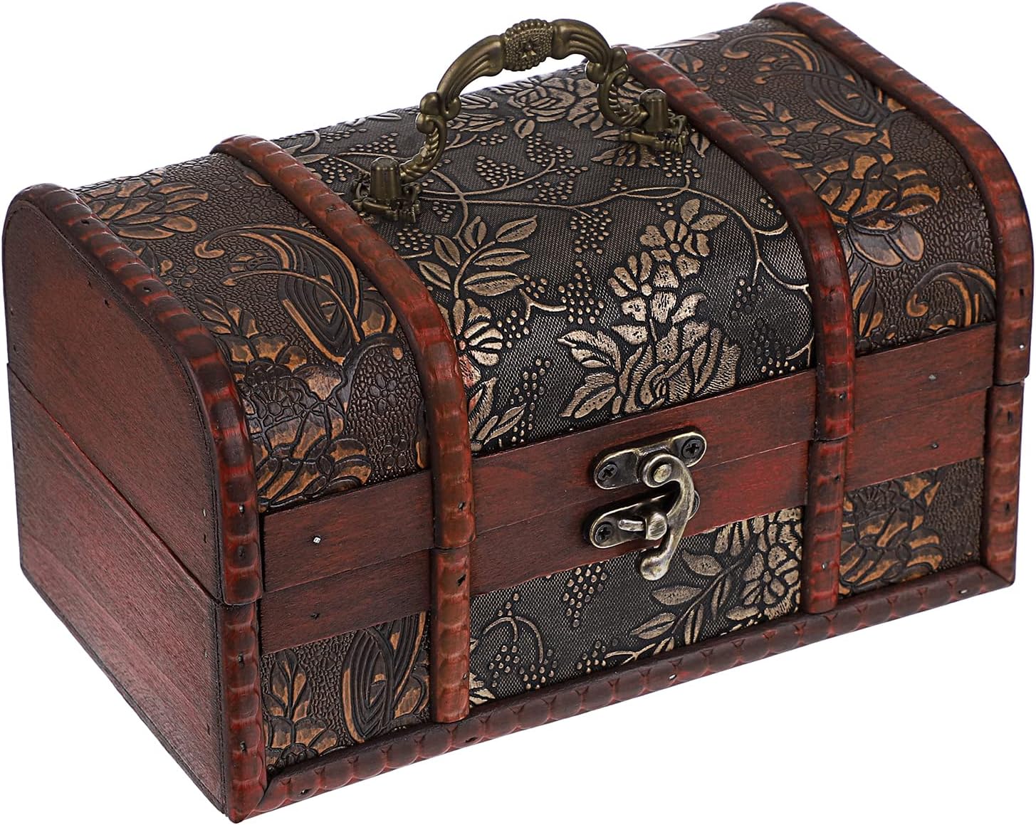 LIOOBO Storage Box Vintage Wooden Treasure Chest with Lock Coin Box ...