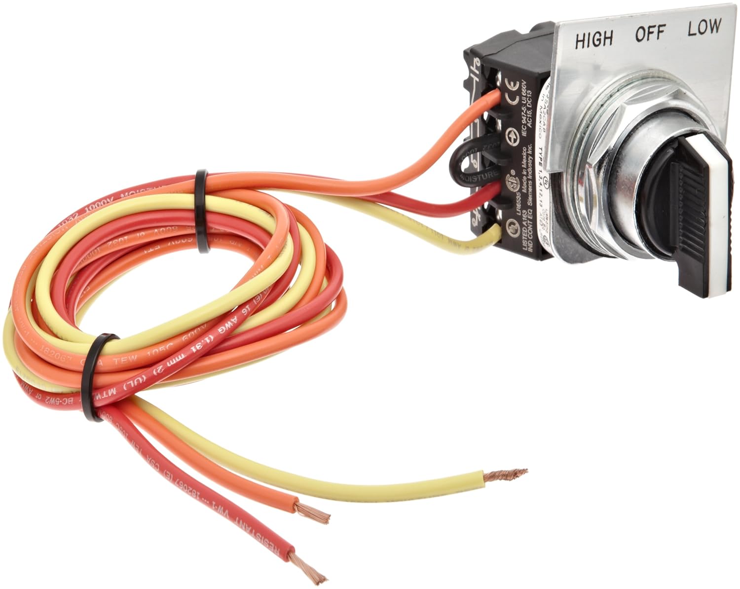 Pilot Device, High-Off-Low Selector Switch, 30 (2S2W) Class, 12, 4/4X ...