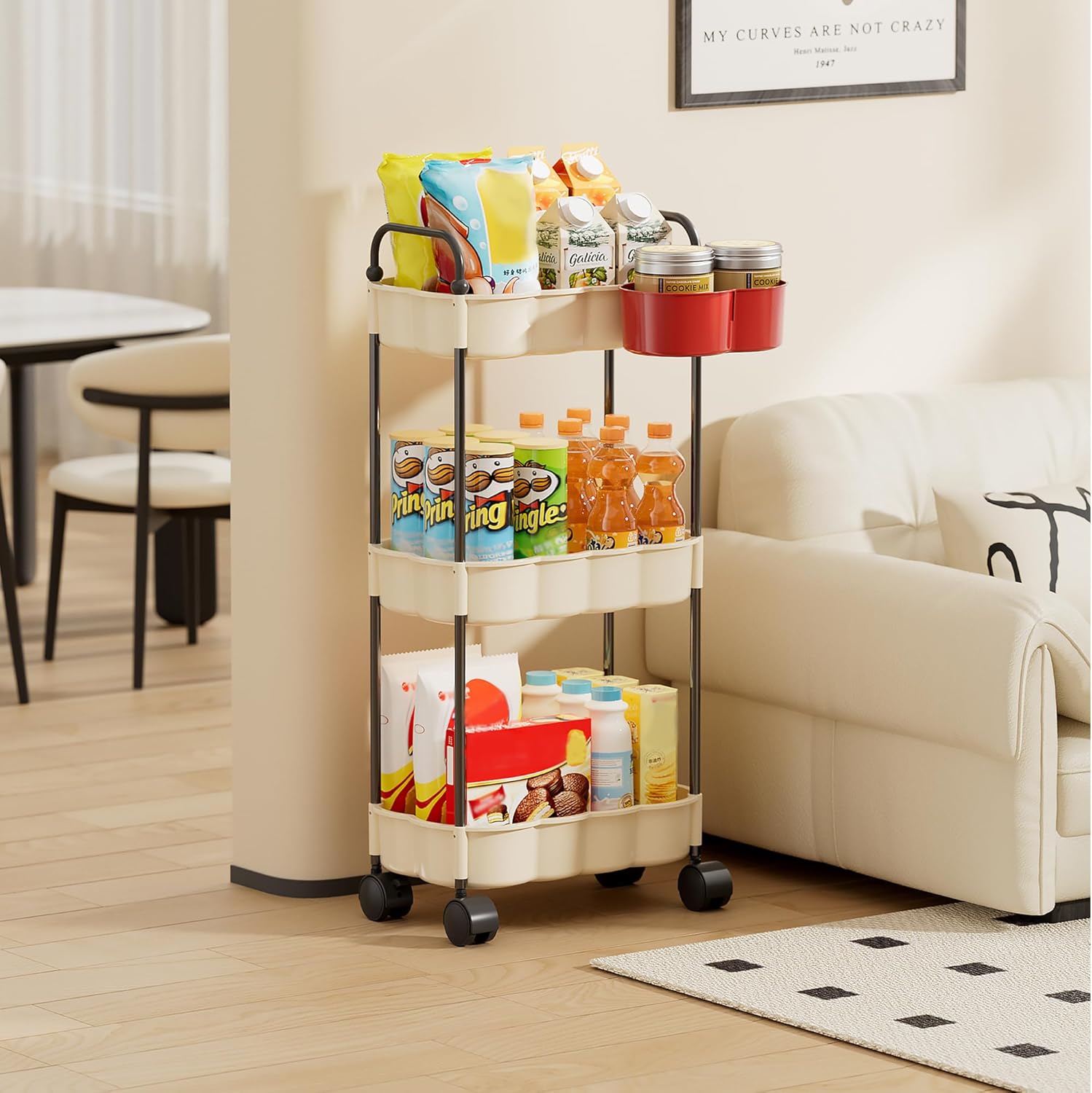 Amazon.com: Slim Rolling Cart, 3 Tier Bathroom Cart, Laundry Room ...