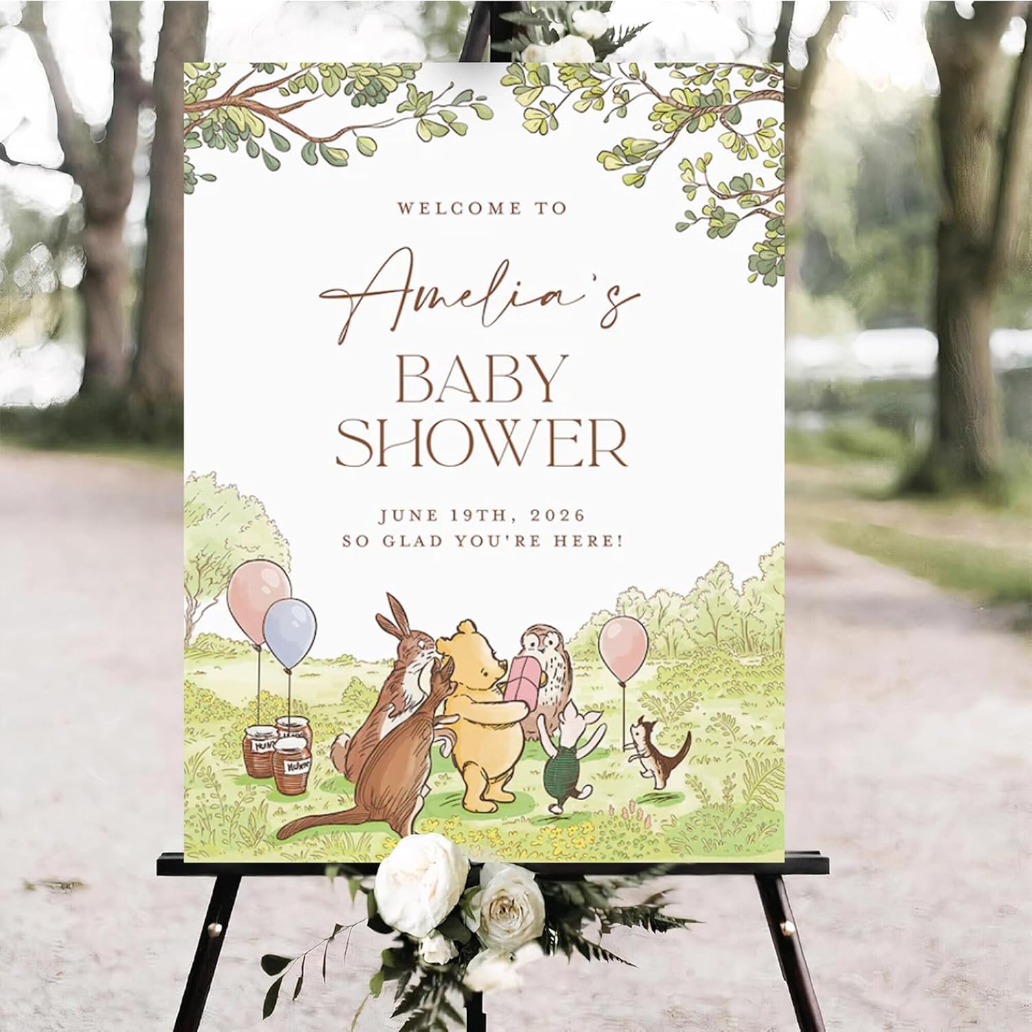 Amazon.com : Personalized Baby Shower Welcome Signs, Bear Sign, Girl ...