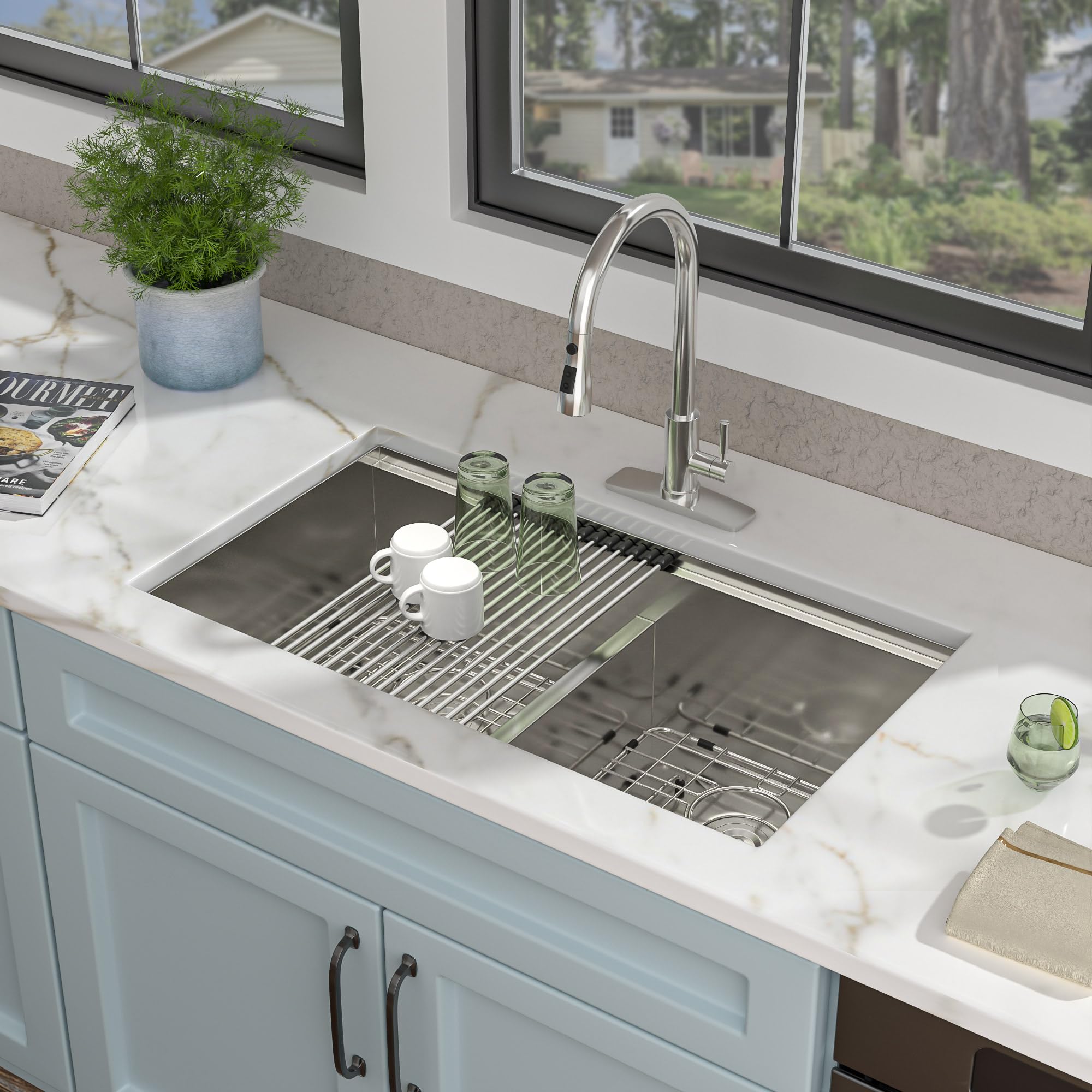 Snapklik.com : 33 Undermount Kitchen Sink Double Bowl - 33x19 Inch ...