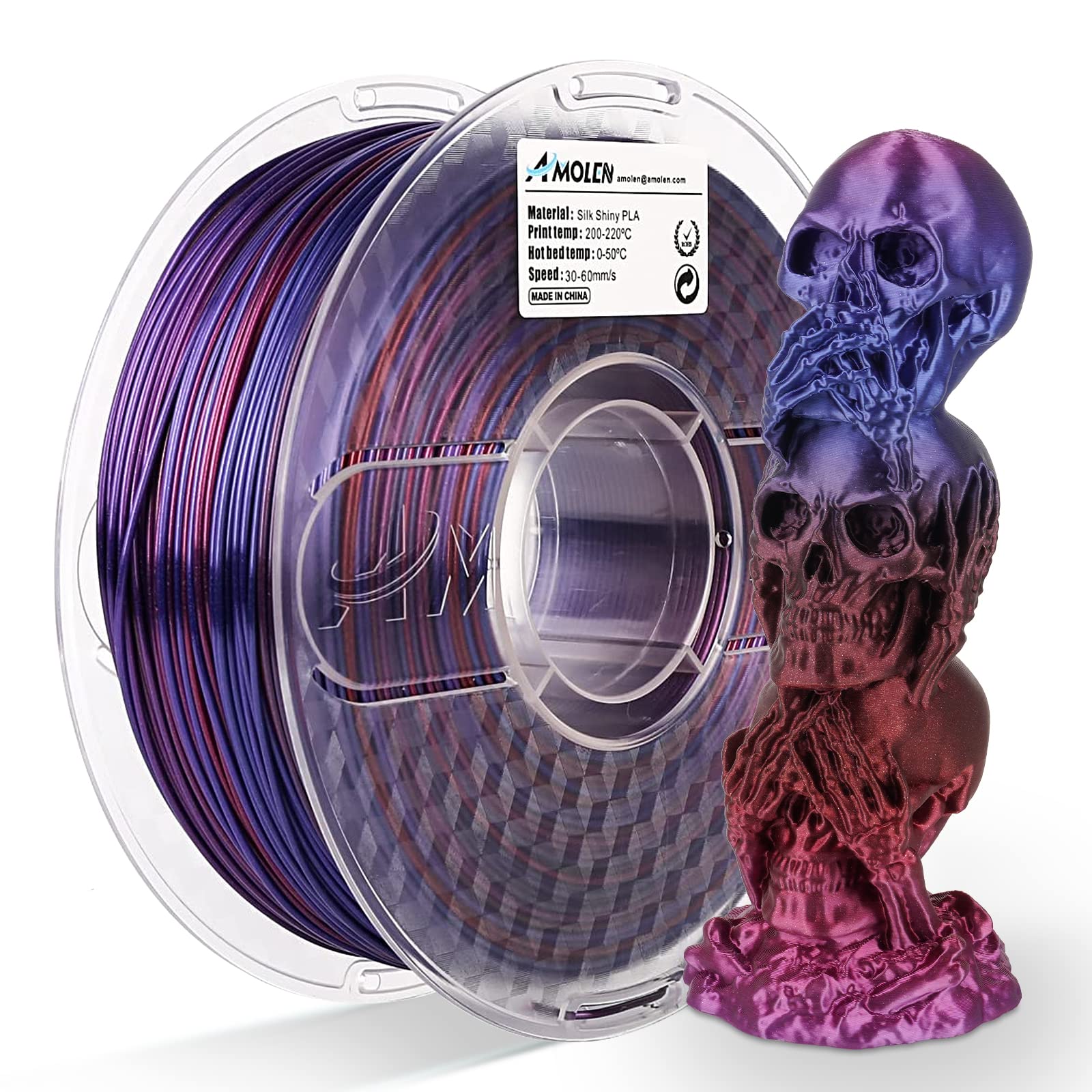Snapklik.com : PLA 3D Printer Filament, PLA 1.75mm Silk Shiny Gradient ...