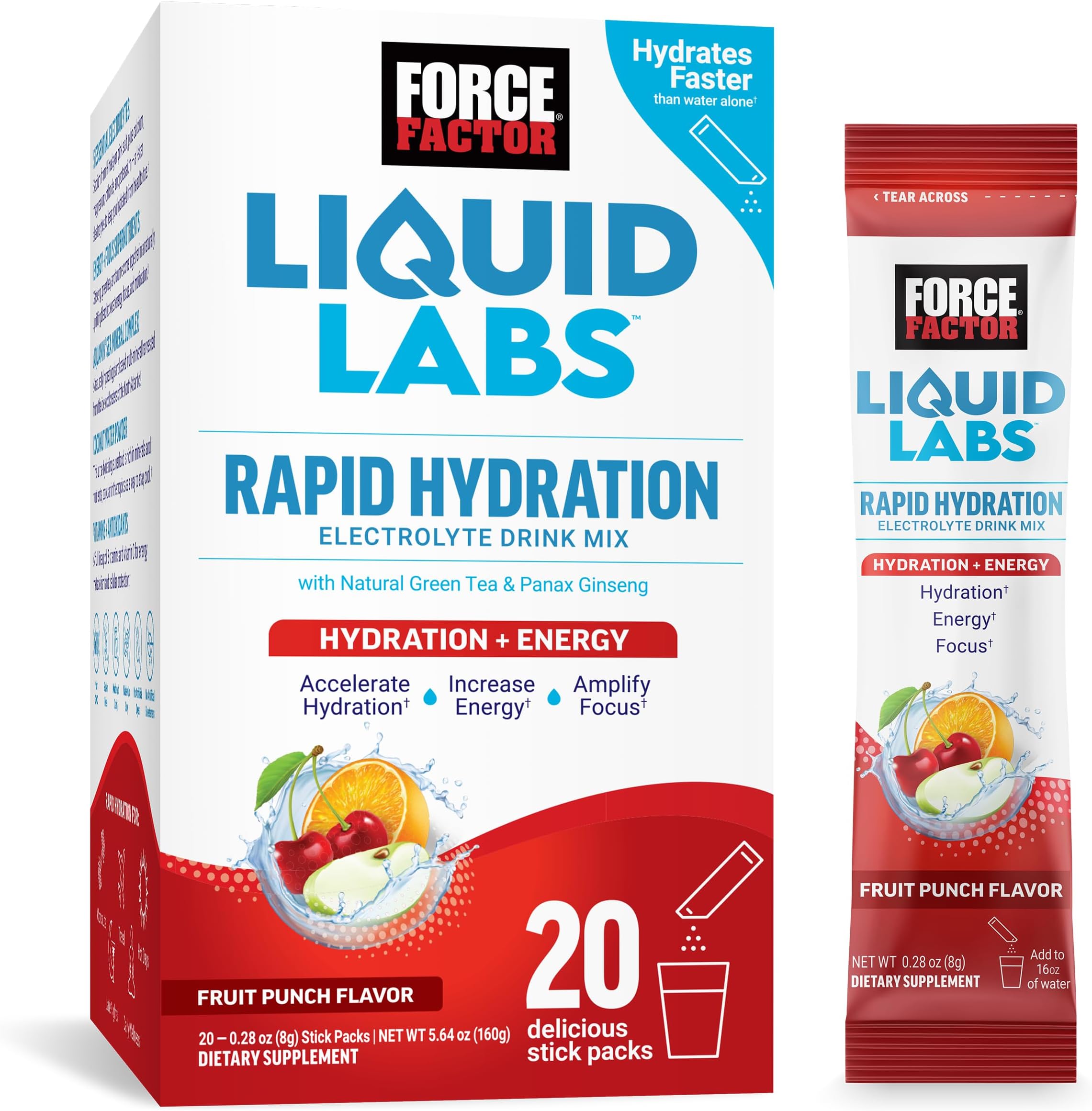 Amazon.com: FORCE FACTOR Liquid Labs Energy Drink, Electrolytes Powder ...
