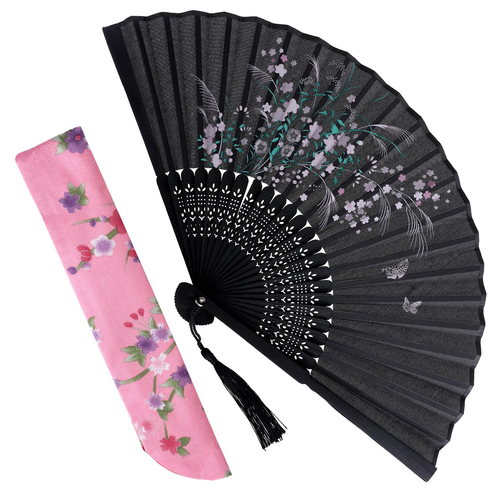 salbsever Grassflowers Folding Hand Held Fans Kit, Folding Fan for ...
