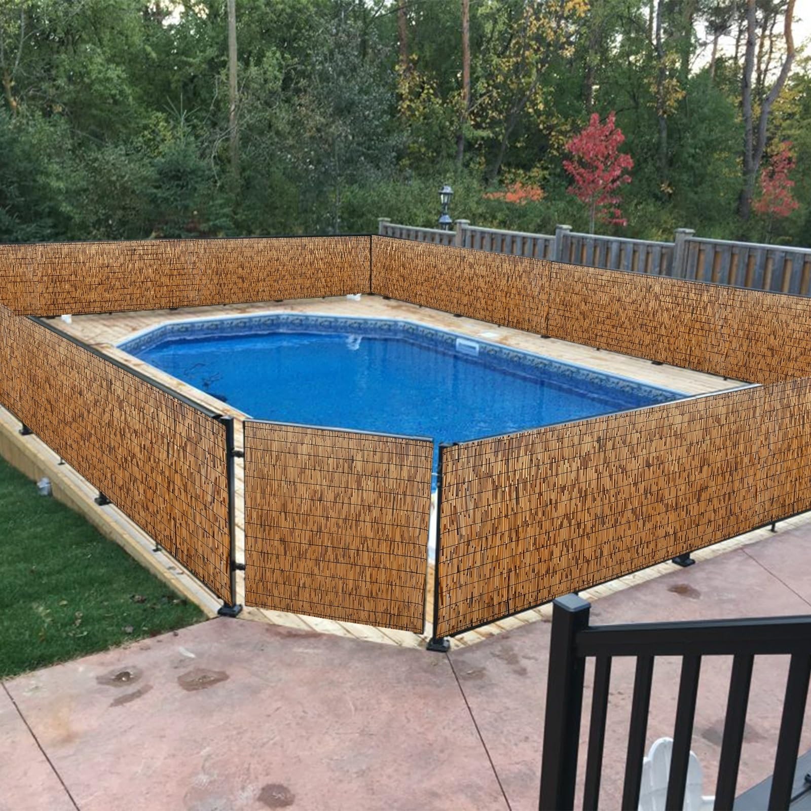 Bamboo Fencing Around Above Ground Pool