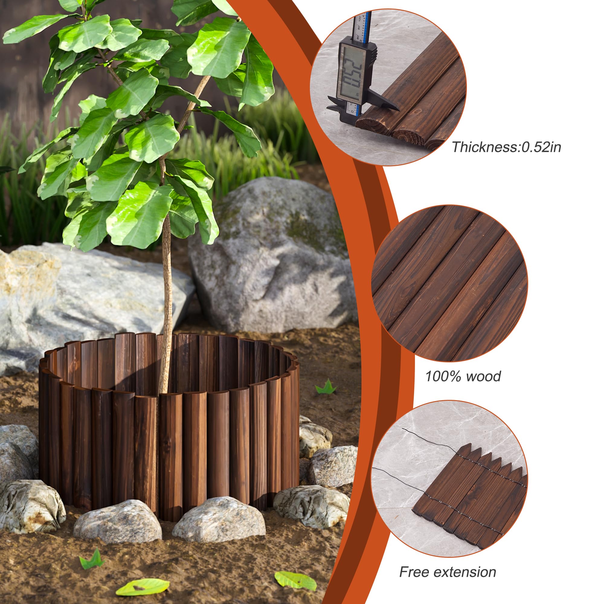 Snapklik.com : Decorative Wood Garden Edging Border Fence For Yard