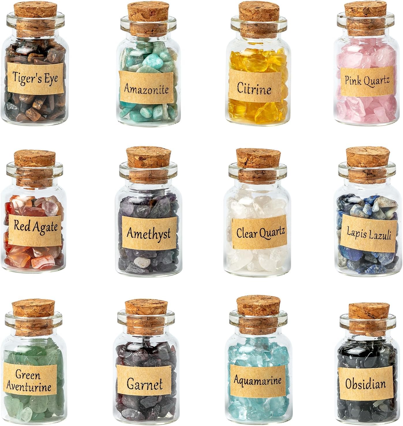 Amazon.com: KHOCOEE 12 Different Gemstone Bottles Chip Crystals and ...