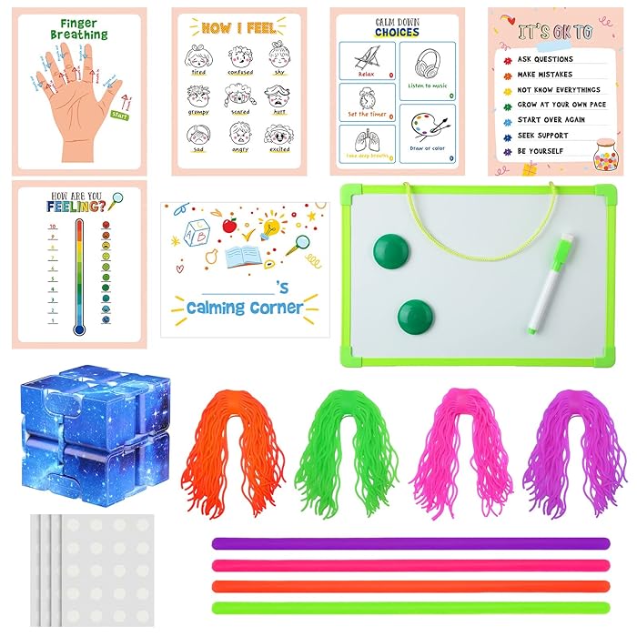 Buy 16 Pack Calm Down Corner Classroom Kit, Feelings Poster, Emotion ...
