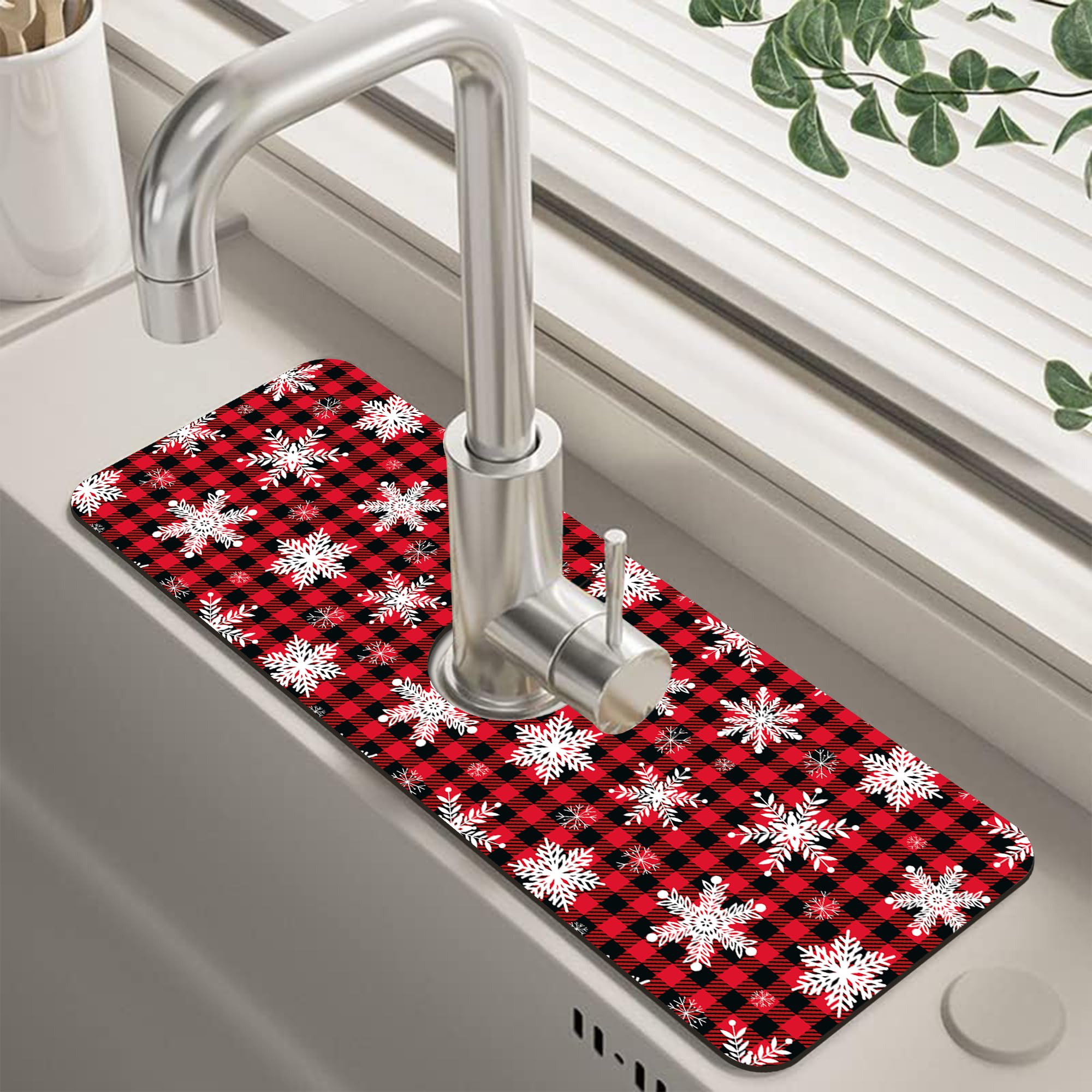 Amazon.com: Christmas Snowflake Kitchen Sink Splash Guard Mat Buffalo ...