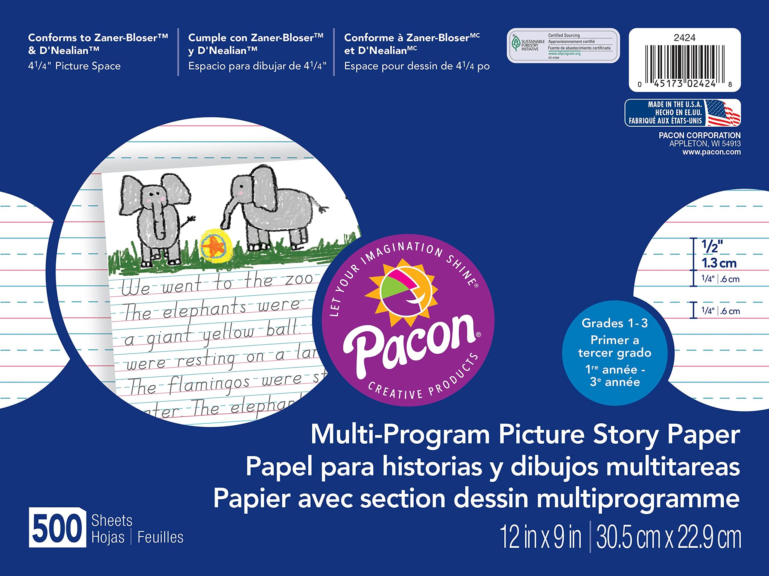 Amazon.com : Pacon 2421 Multi-Program Handwriting Paper, 1/2-Inch Long ...