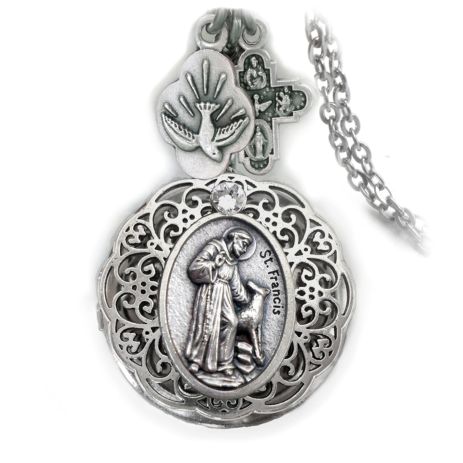 Amazon.com: St. Francis of Assisi Locket Necklace, Patron Saint Gift ...