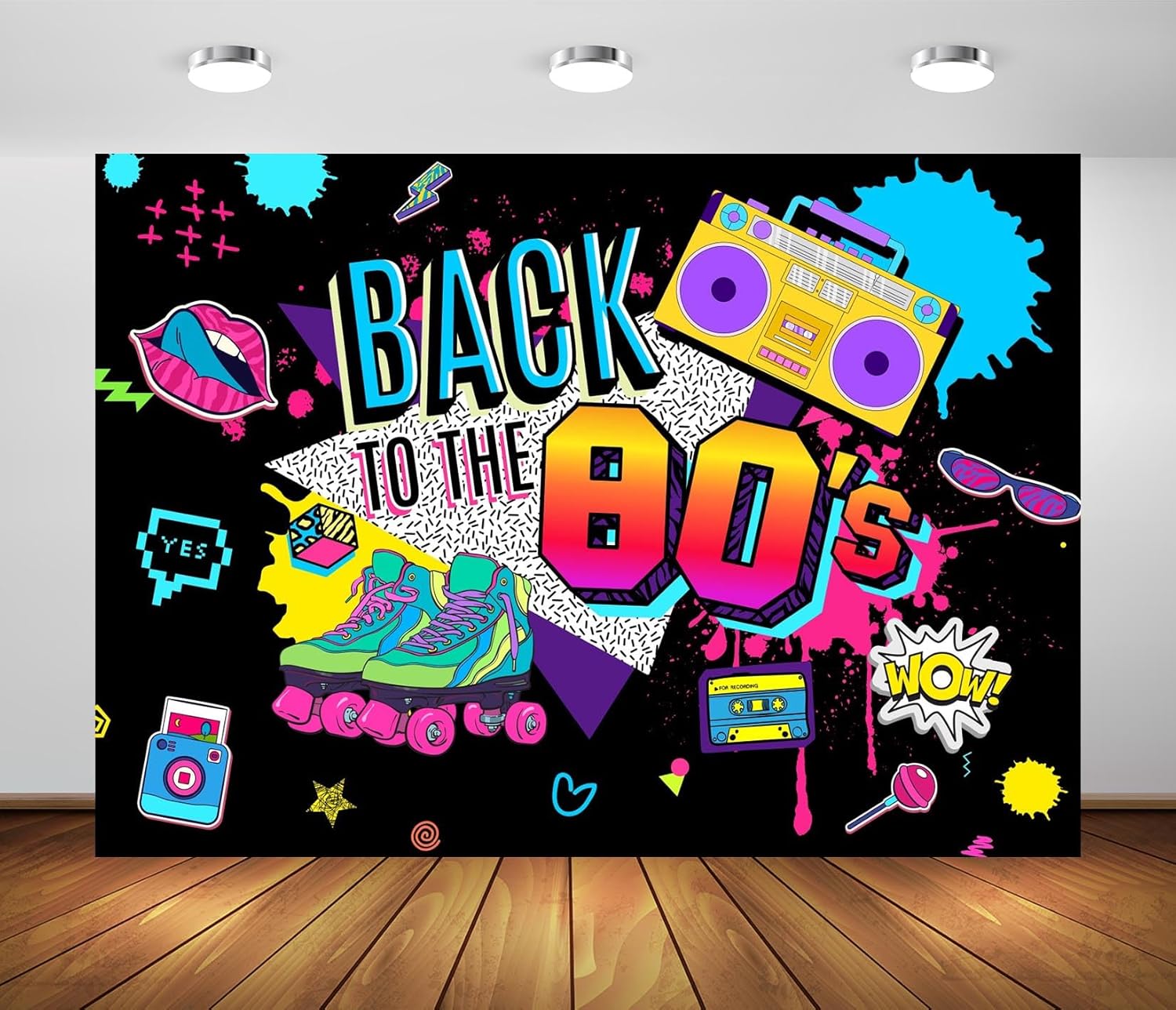 Amazon.com : BELECO 5x3ft Fabric Back to The 80's Backdrop Hip Hop Rock Disco Music 80's Party ...