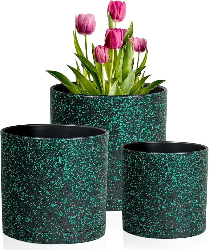 Amazon.com : Meowell 8/7/6 inch Plant Pots, 3 Pack Cylindrical Flower ...