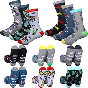 Amazon.com: Haysandy 6 Pairs Motorcycle Socks for Men Father Gifts for ...