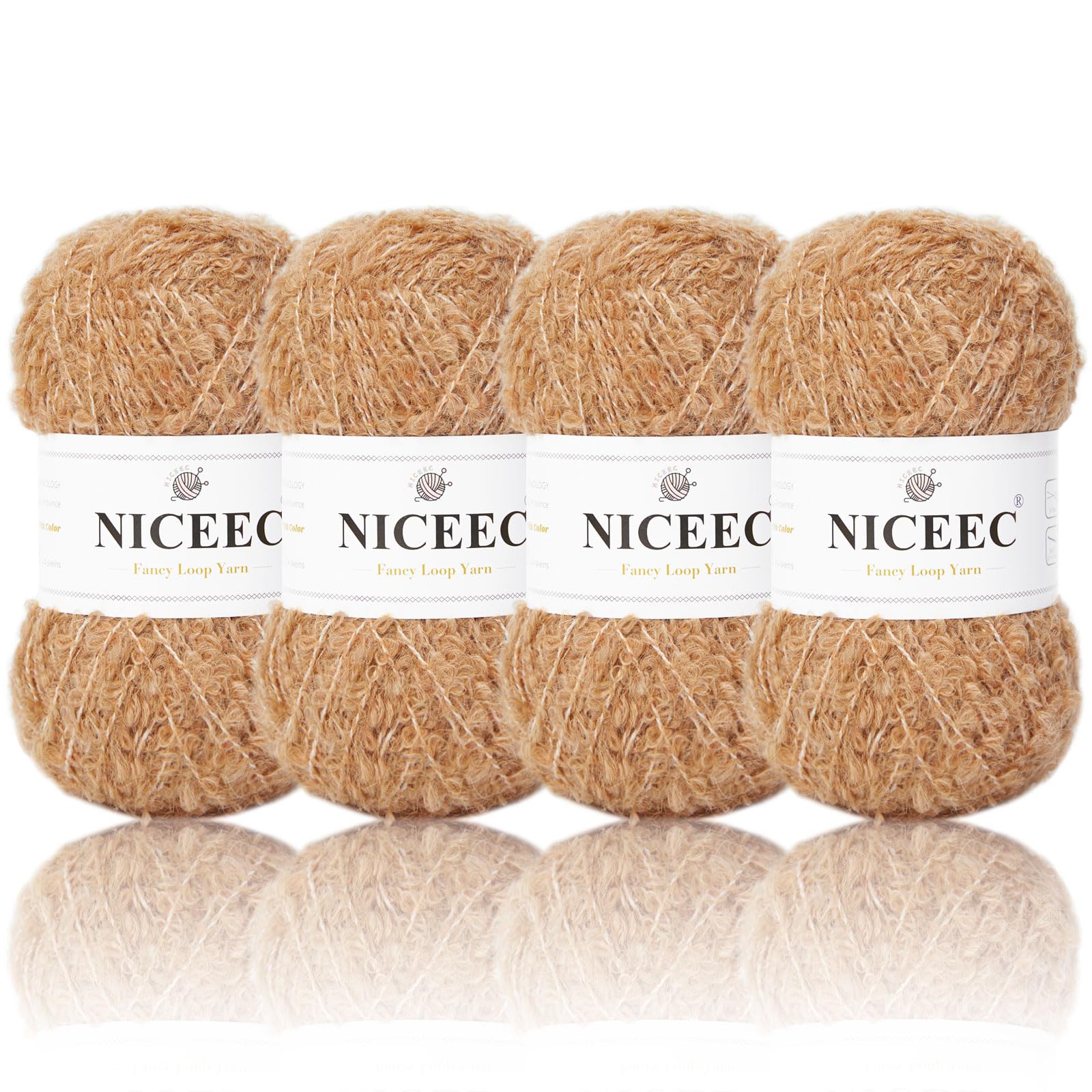 Amazon.com: NICEEC 4 Skeins Fancy Loop Yarn Soft Yarn with Little Loop ...