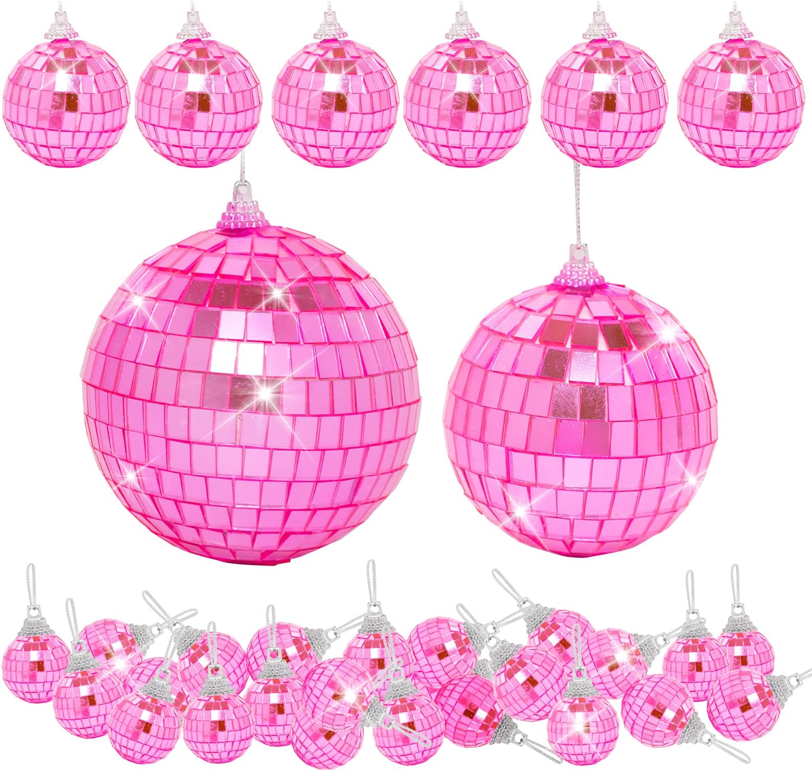 Amazon.com: 4 Pcs Large Pink Disco Ball Mirror Disco Ball 70s Mellow ...
