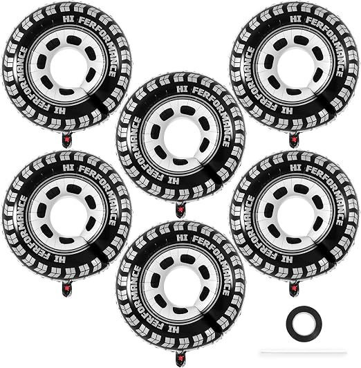 Amazon.com: 6 Pcs Large Wheel Balloons, 30 Inch Foil Tire Balloons Race ...