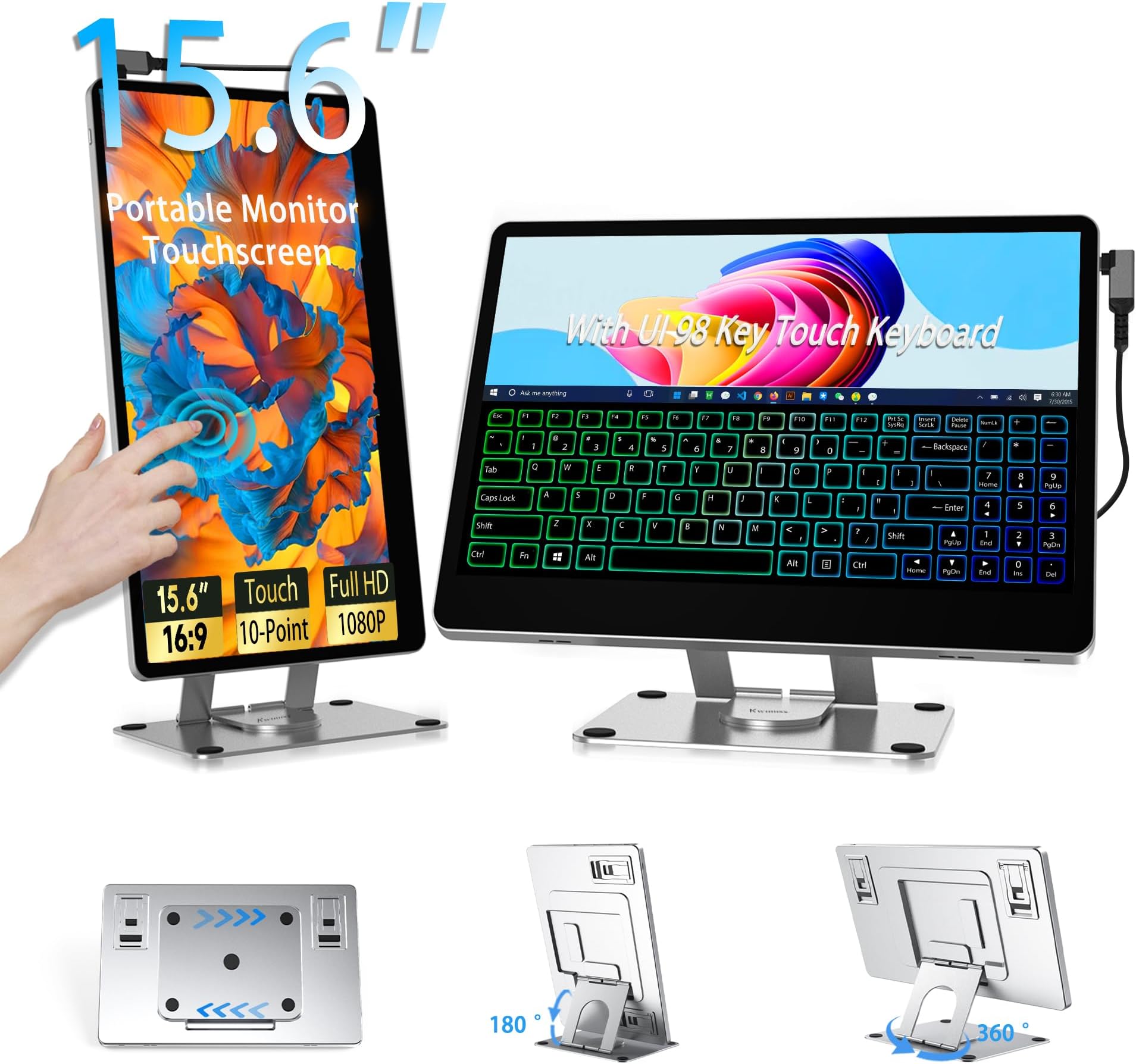 Amazon.com: Kwumsy KX 15.6'' Portable Monitor Touchscreen,1080P ...