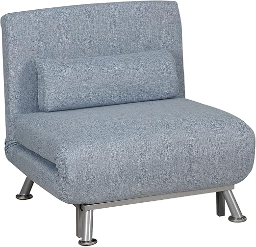 HOMCOM Linen Single Chair Bed, 3-in-1 Convertible Sleeper Chair with ...