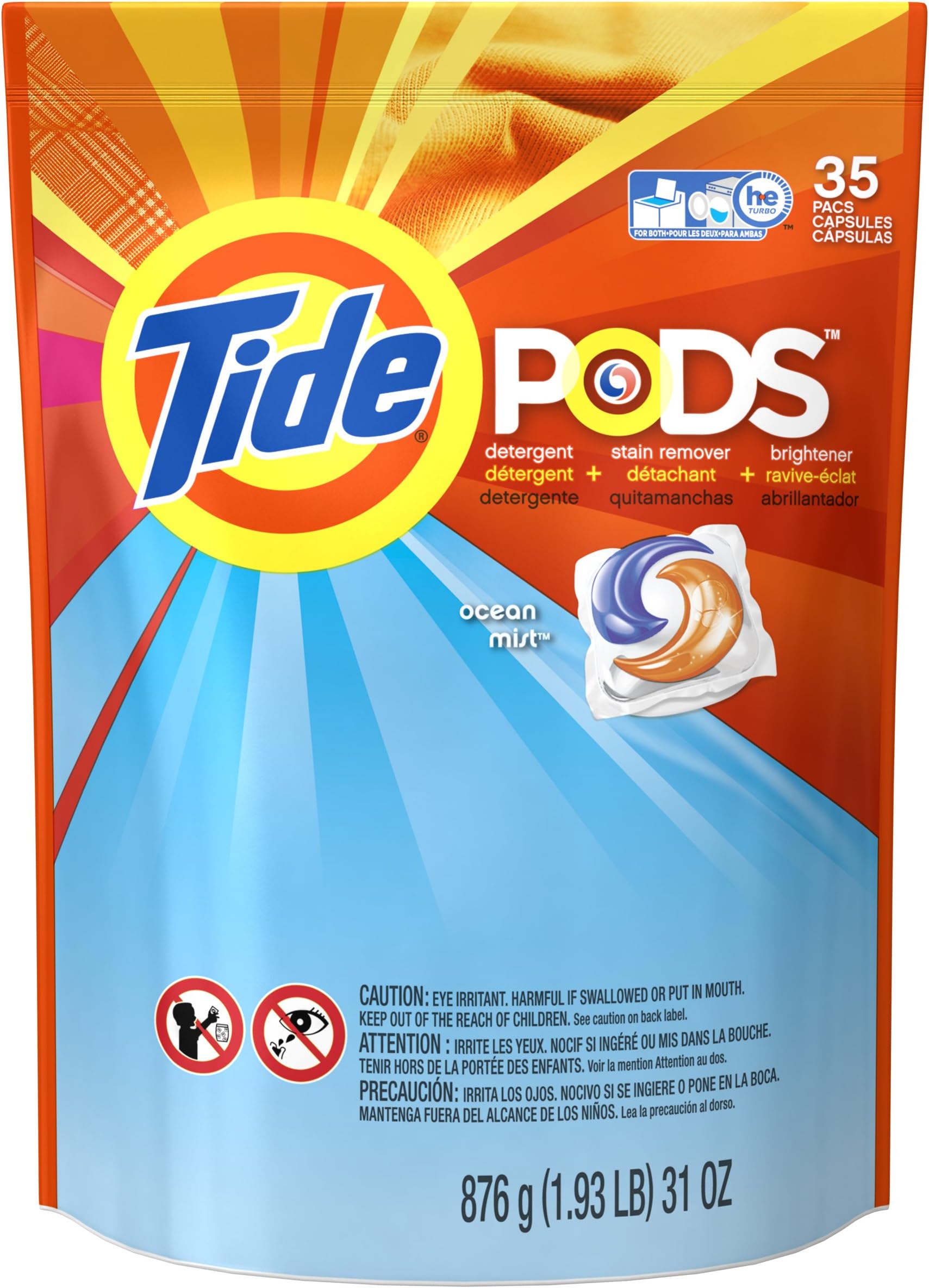 Amazon.com: Tide PODS Ocean Mist Scent HE Turbo Laundry Detergent Pacs ...