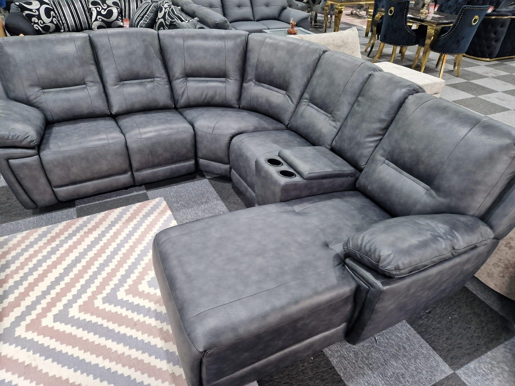 Sara Electric Recliner Corner Sofa With Cupholders - Leather Corner ...