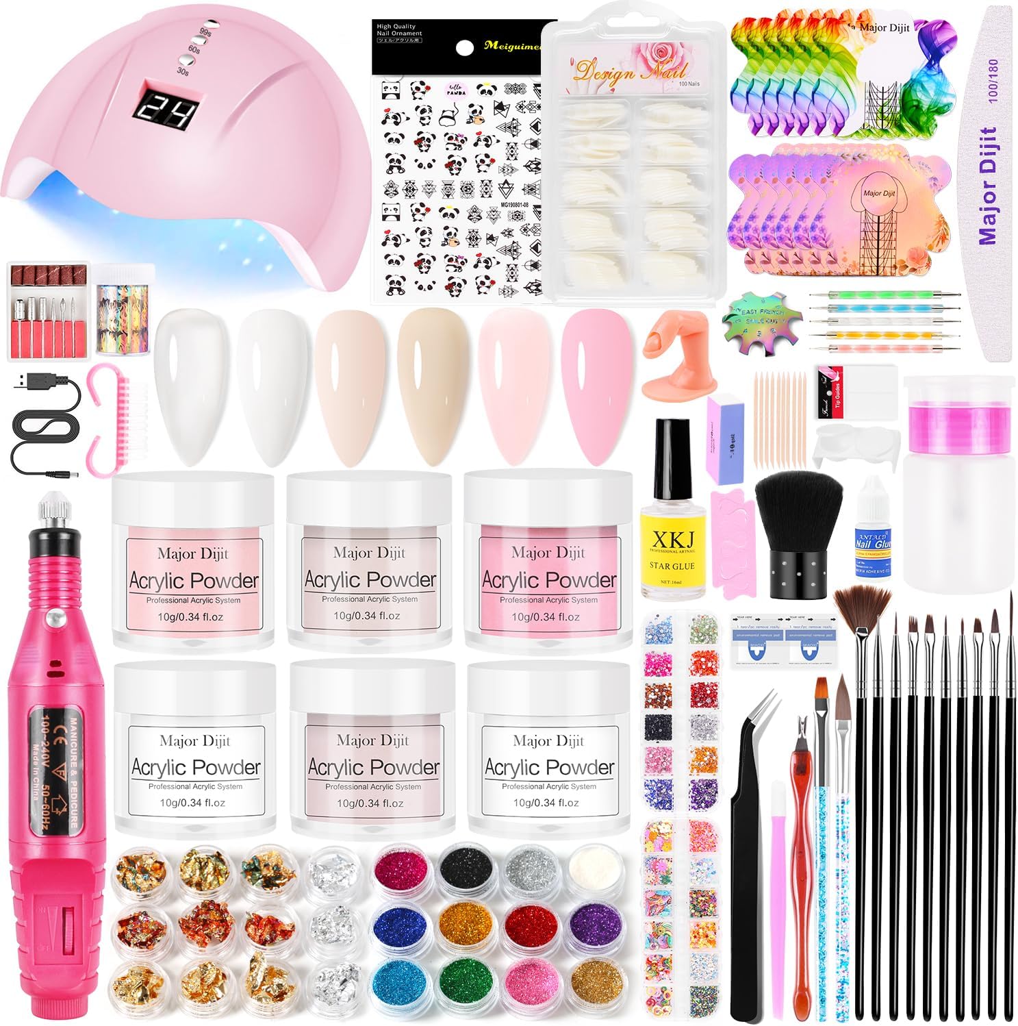 Amazon.com: DouborQ Acrylic Nail Kit with liquid Monomer,3 colors ...