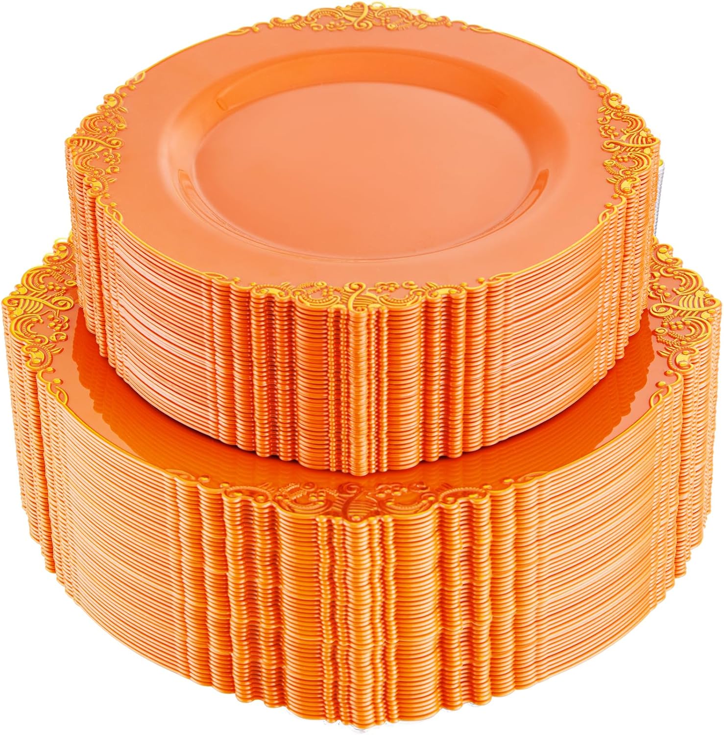 Amazon.com: Joyido 102PCS Orange Plastic Plates - Thanksgiving Plates ...