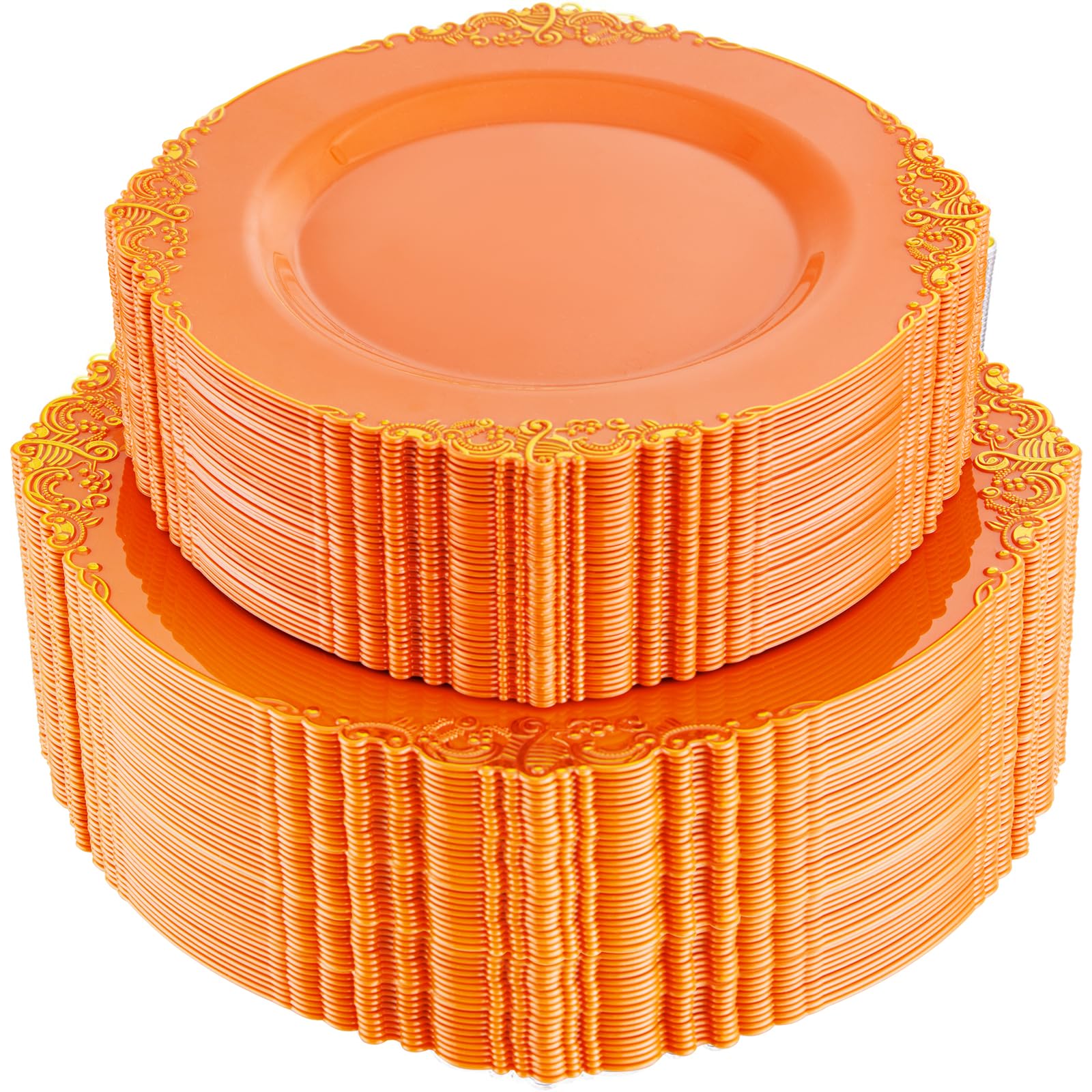Amazon.com: Joyido 102PCS Orange Plastic Plates - Thanksgiving Plates ...