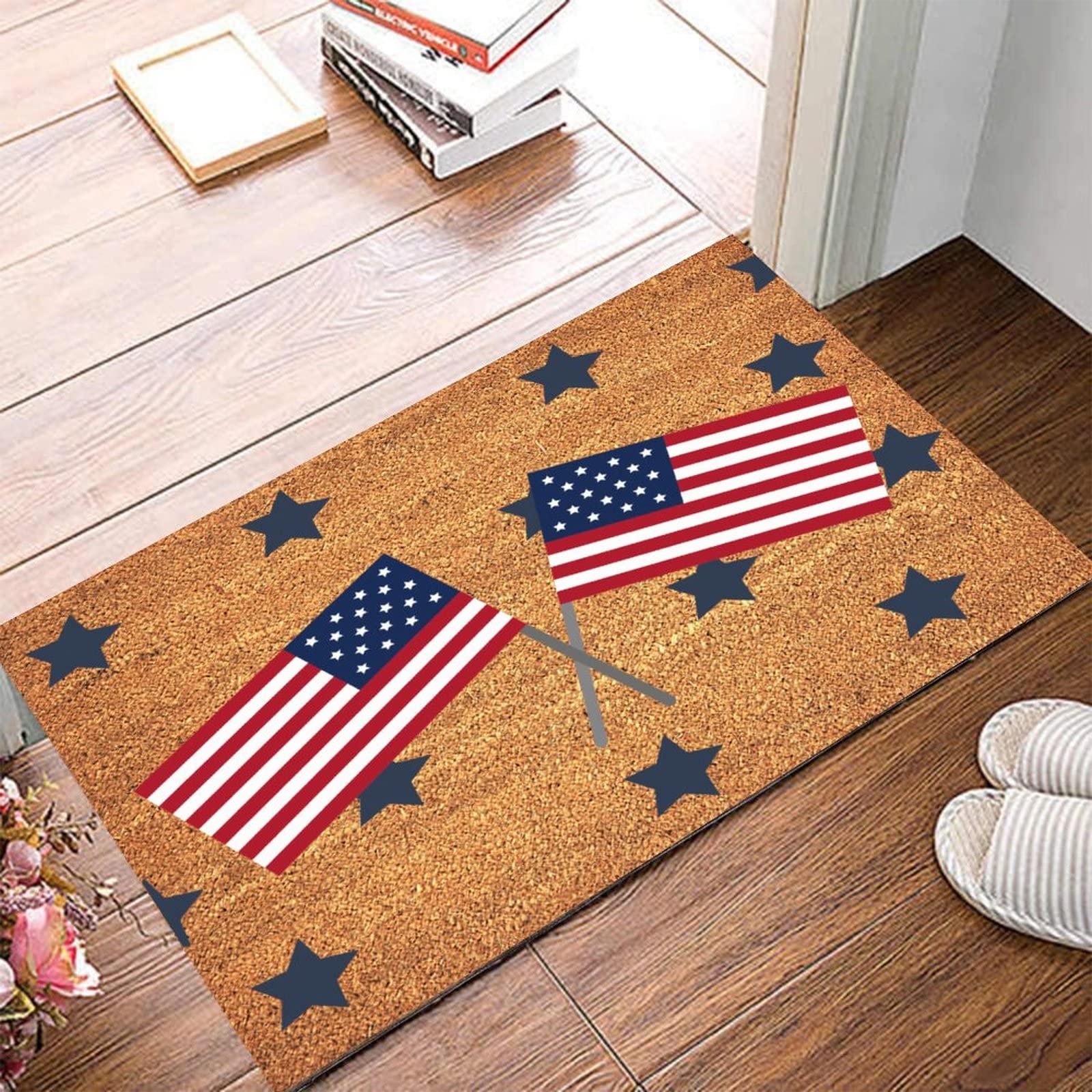 American Flag Welcome Mat Wholesale Patriotic Stripes Coir Welcome Rug