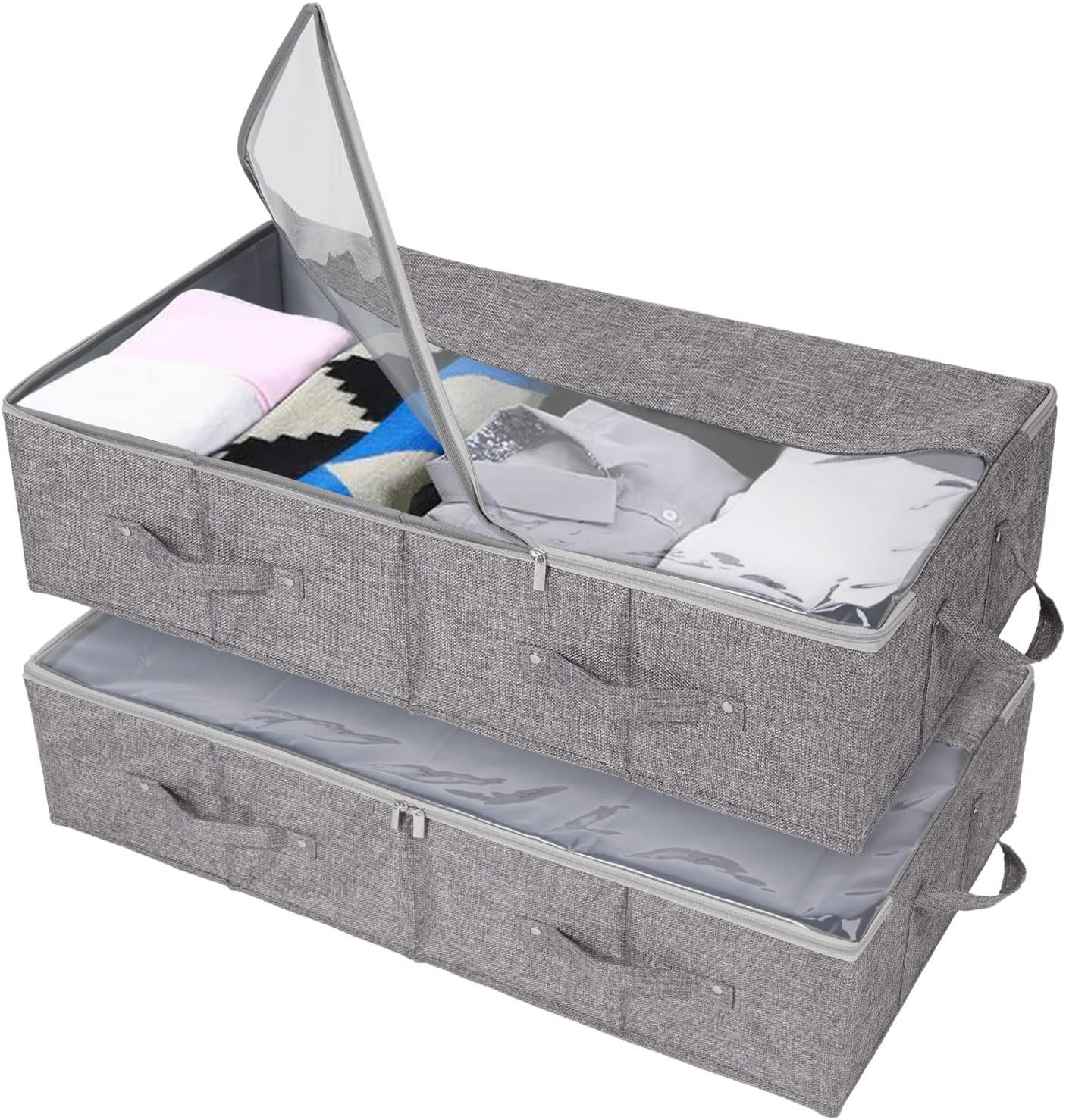 2 Pack Under Bed Storage Containers, 108L X-Large Linen Foldable ...