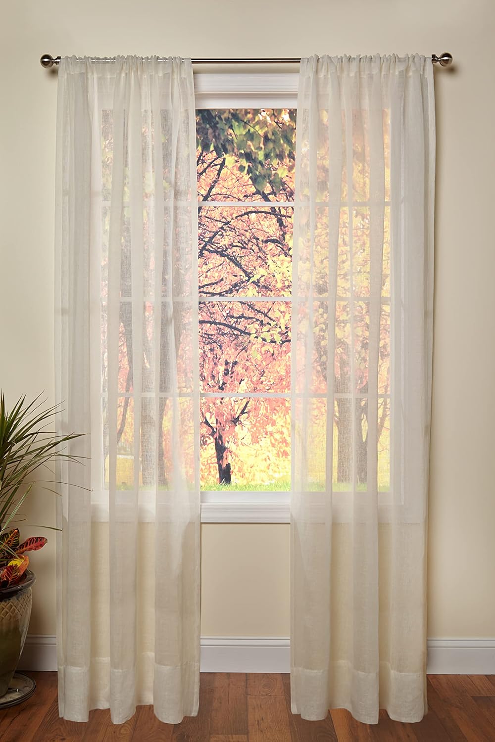 Amazon.com: COTTON CRAFT Pure Linen Window Panels - One Pair Genuine ...