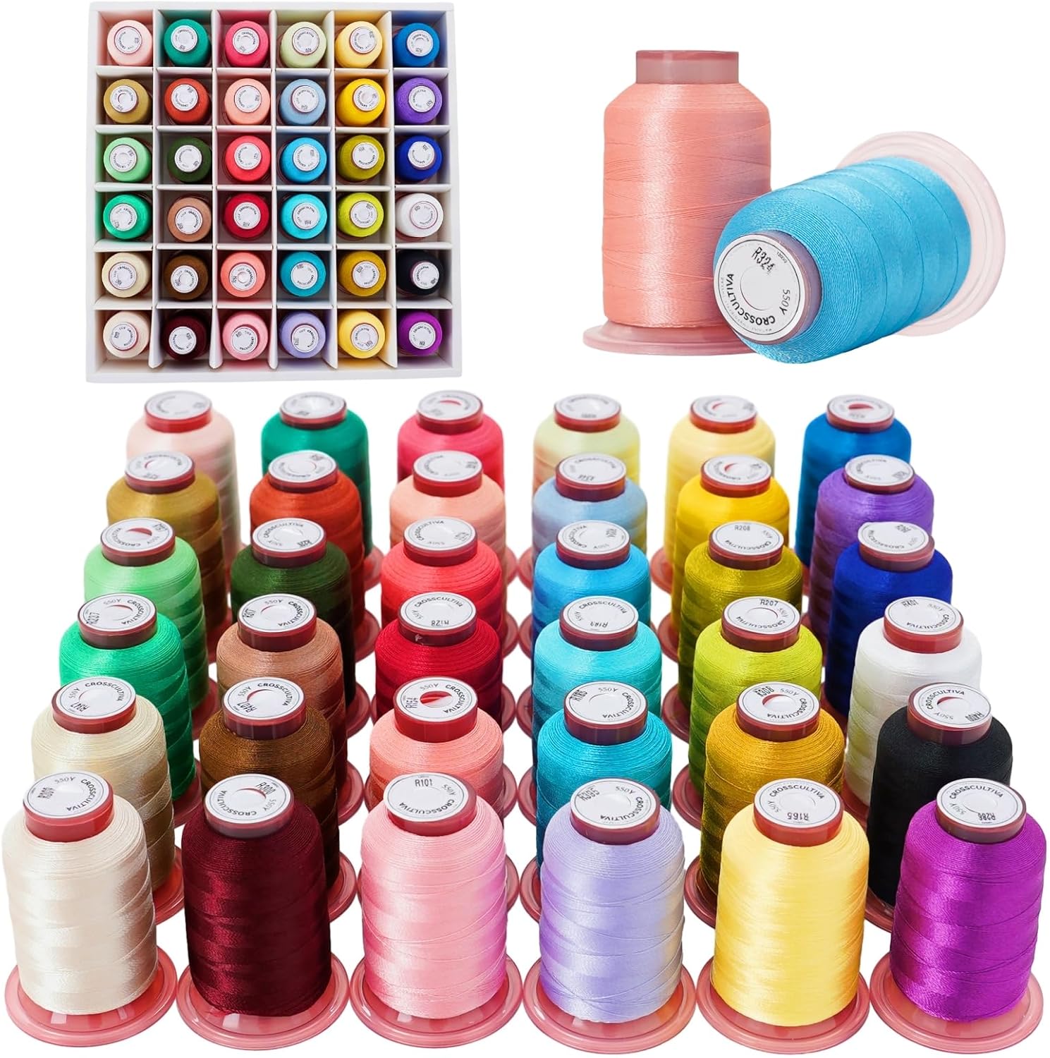 Amazon.com: CrossCultiva 36 Colors 550Yards Polyester Embroidery ...
