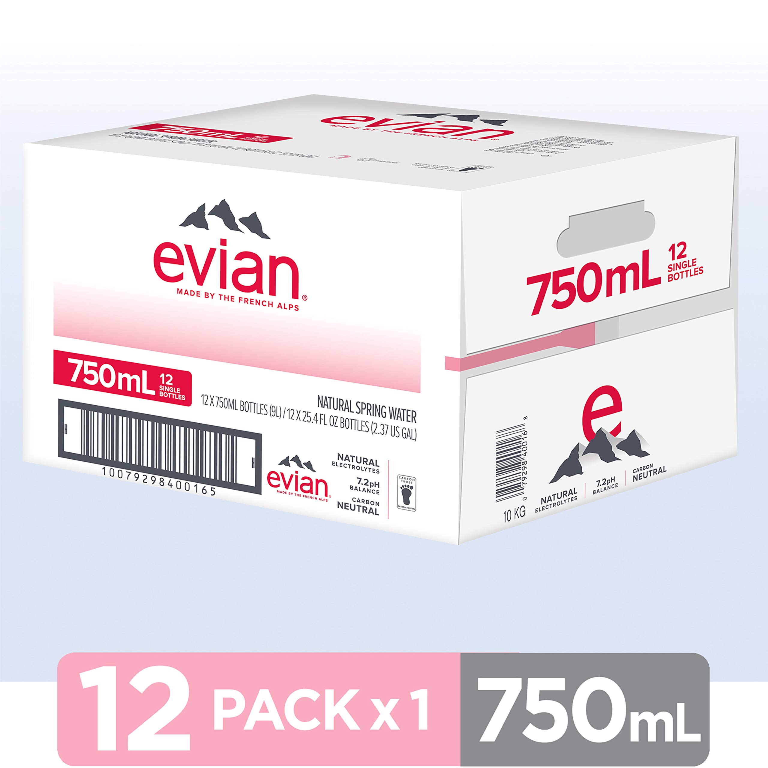 Snapklik.com : Evian Natural Spring Water Individual 750 mL/253 Fl Oz (Pack Of 12), Water Bottles