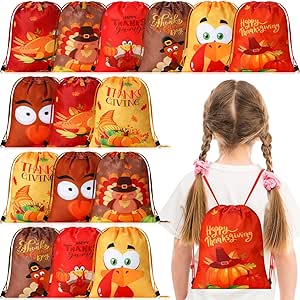 Amazon.com: Paterr 16 Pcs Fall Favor Bags Bulk Thanksgiving Drawstring ...