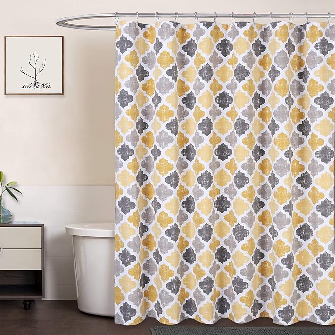 Amazon.com: CAROMIO Fabric Shower Curtain, Geometric Quatrefoil Patterned Modern Poly-Cotton ...
