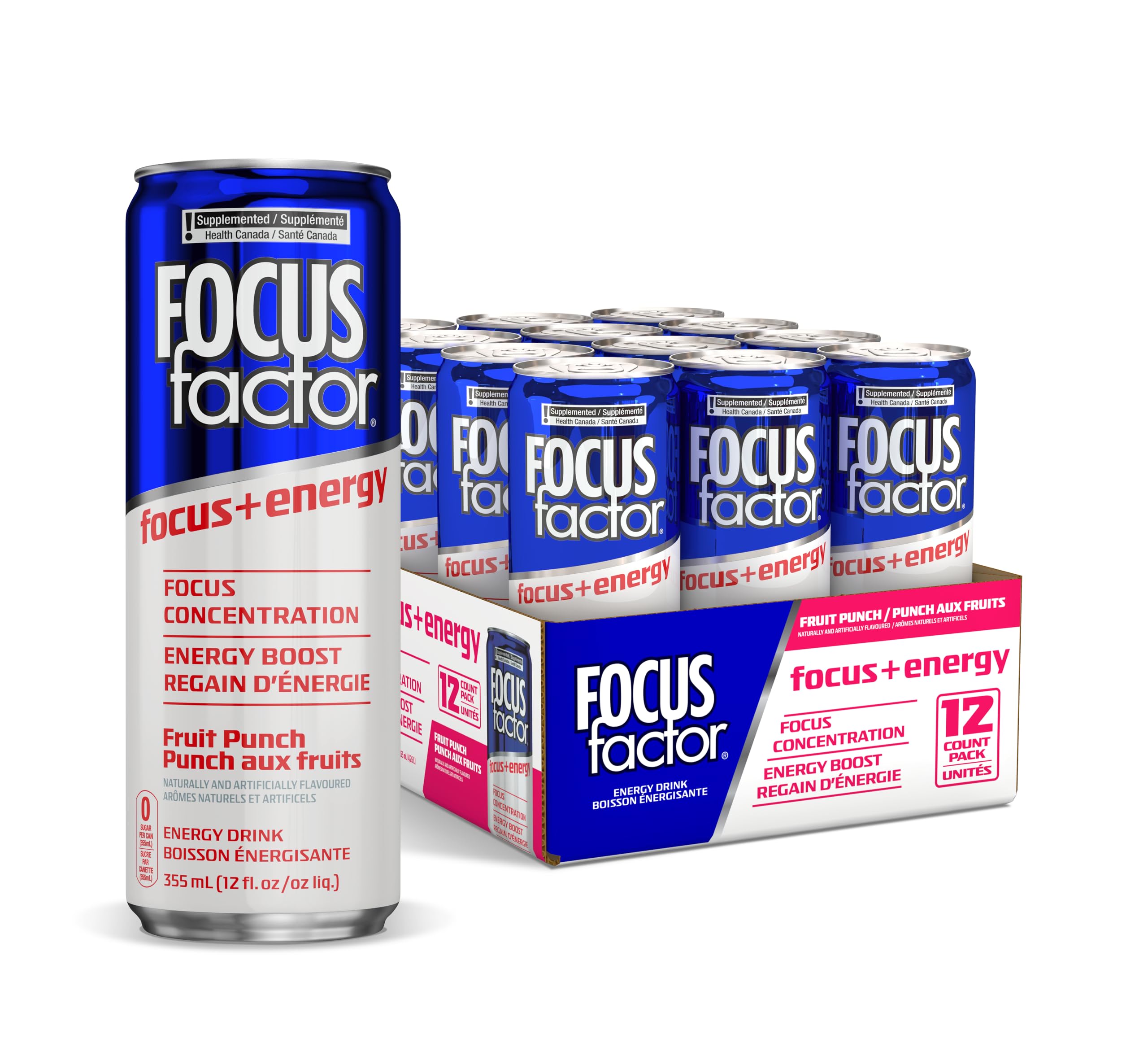Amazon.com: FOCUS FACTOR Energy Drink - 12 x 355ml Cans (Fruit Punch Flavour) - with Focus ...