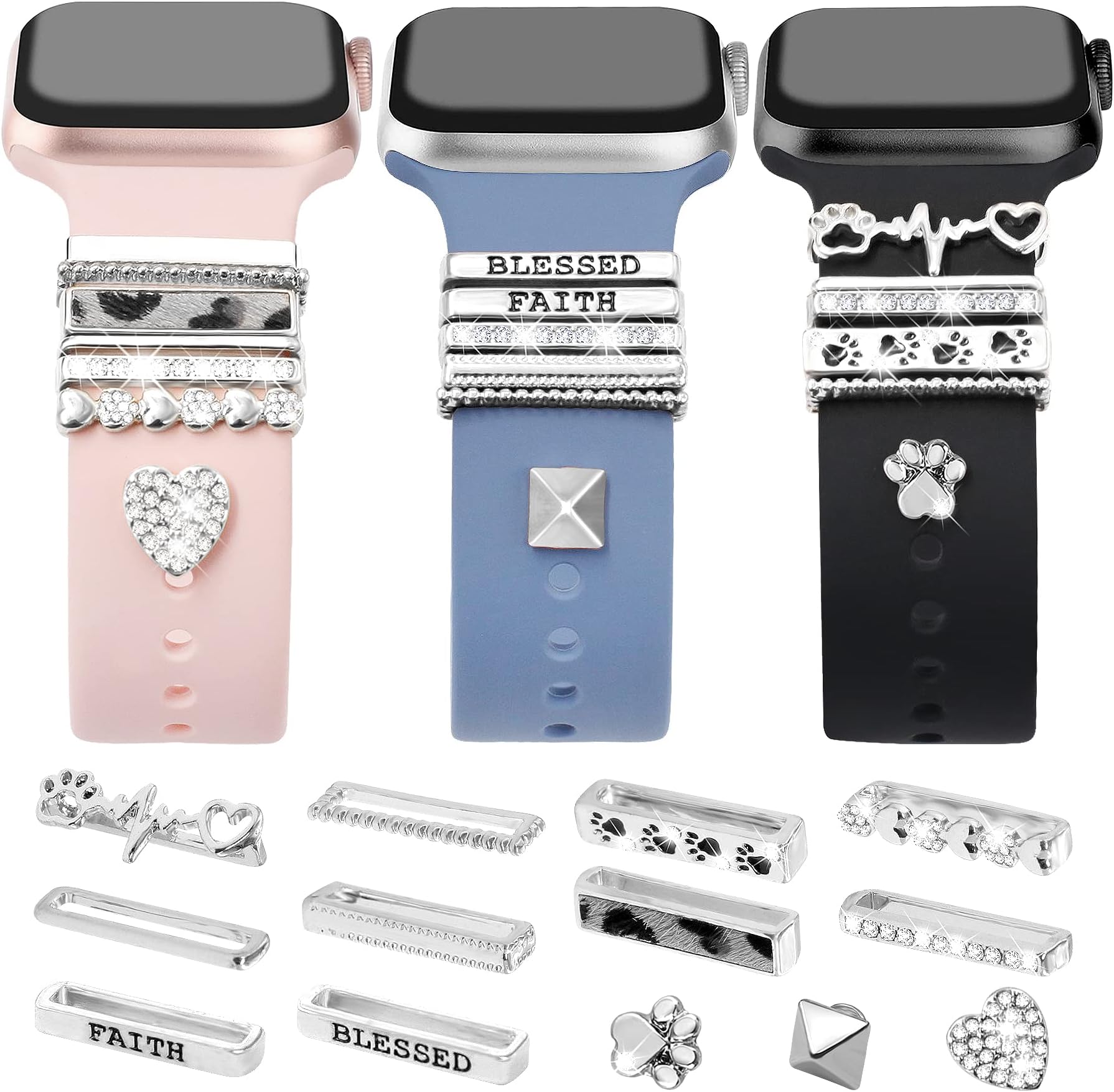Amazon.com: JR.DM 13 Pcs Silver Watch Band Charms with 10-Pcs ...