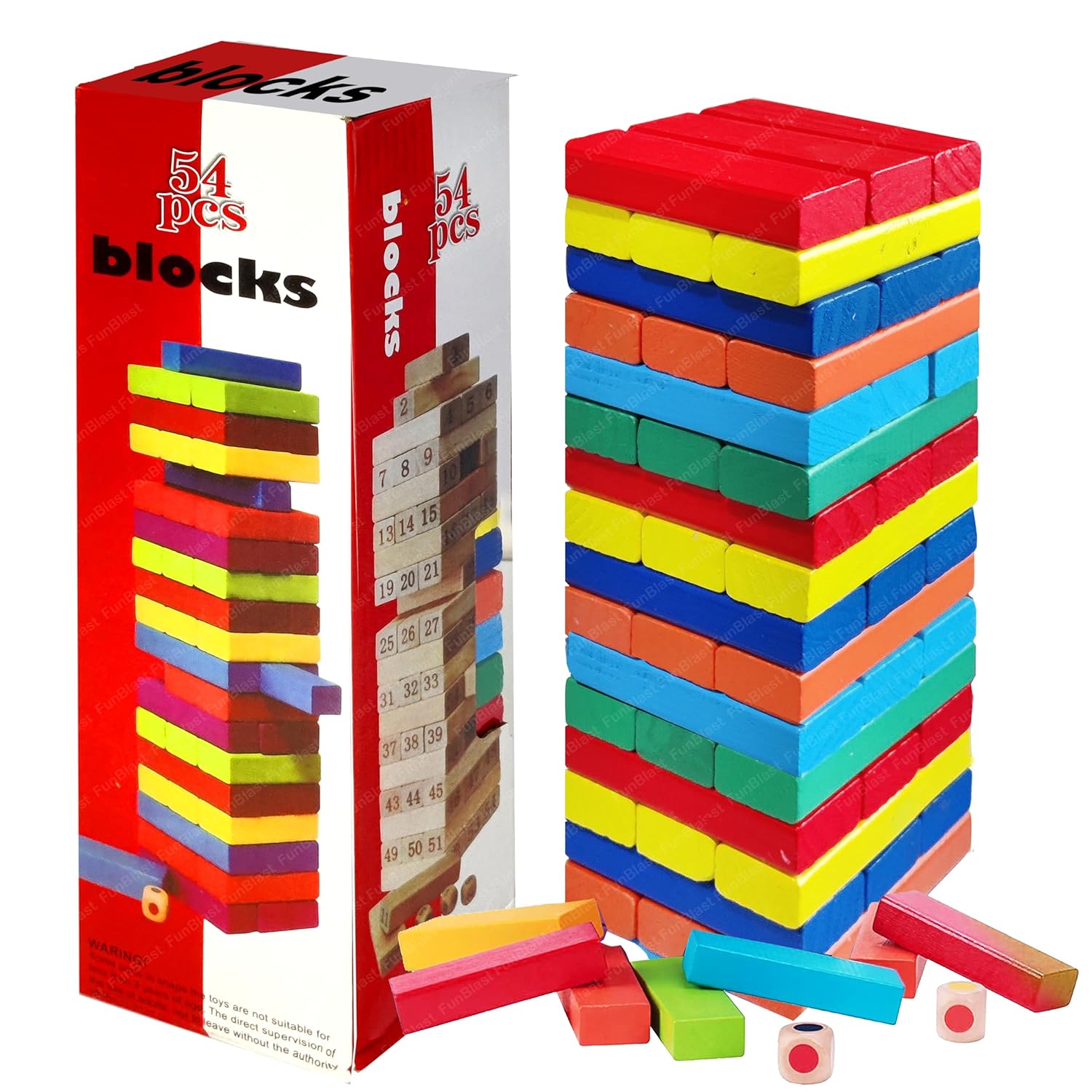 Buy FunBlast Wooden Stacking and Tumbling Tower Game Toy, Wooden Blocks ...