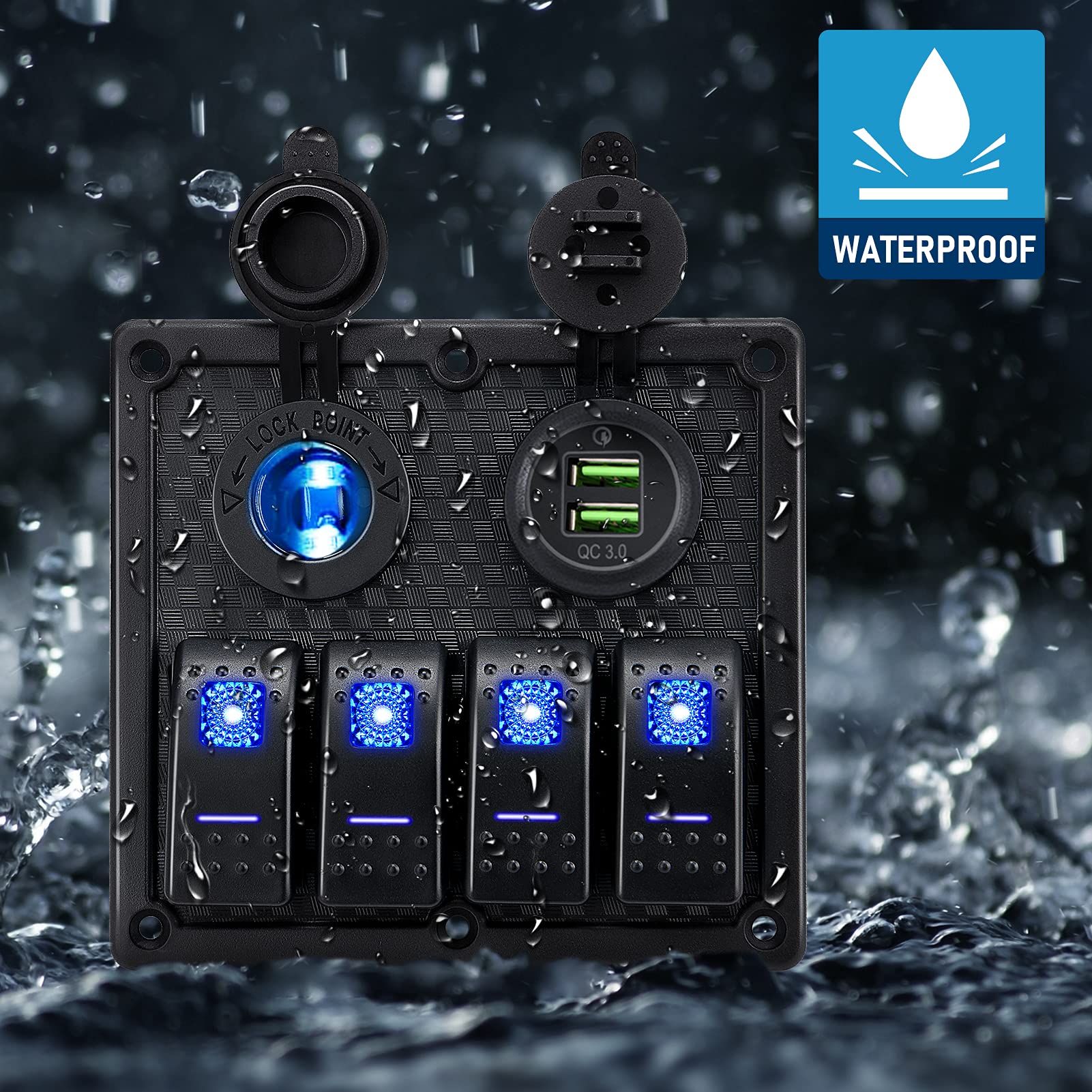 Kohree 4 Gang Toggle Switch Panel 12V /24V Waterproof Rocker Switch ...