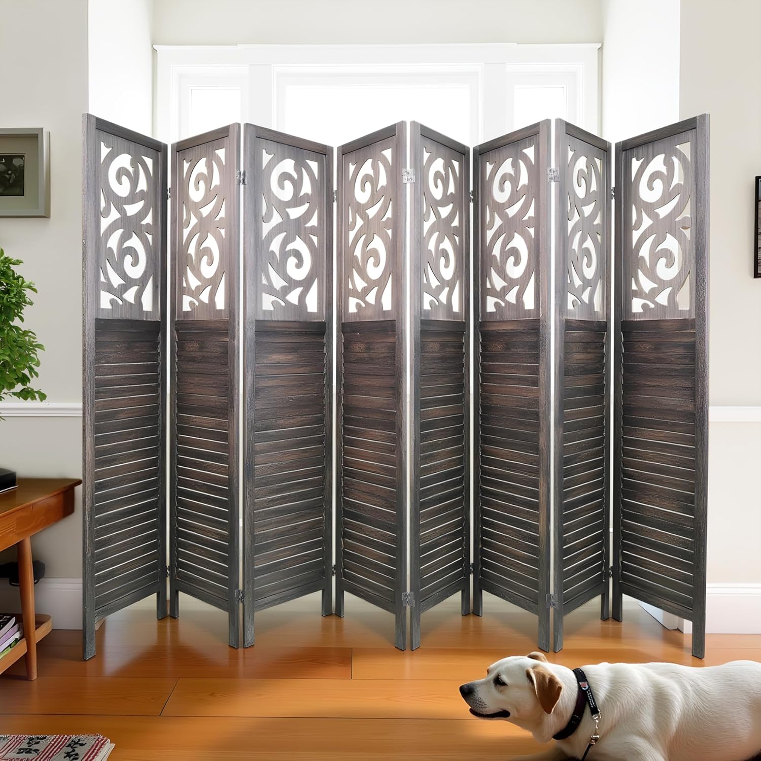 Amazon.com: HFYee 8 Panel Room Dividers 6FT Wall Divider Carved Wood ...