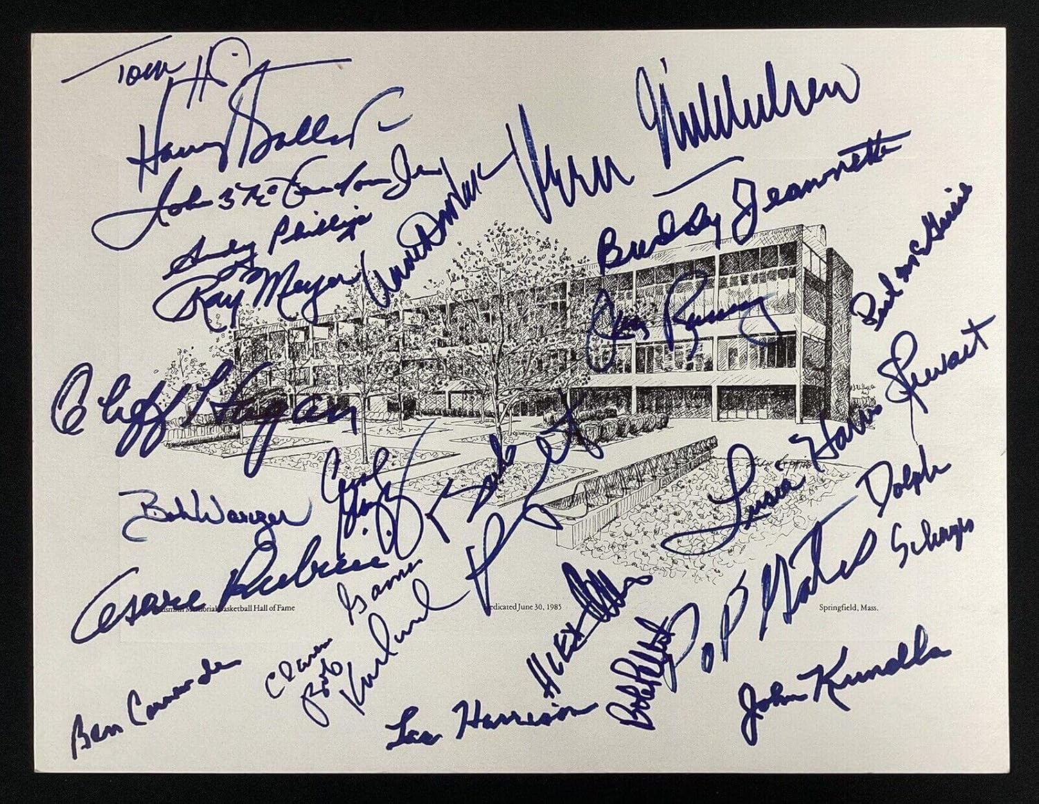 Basketball HOFers Signed Poster 13x10 Tom Heinsohn Dolph Schayes +23 ...