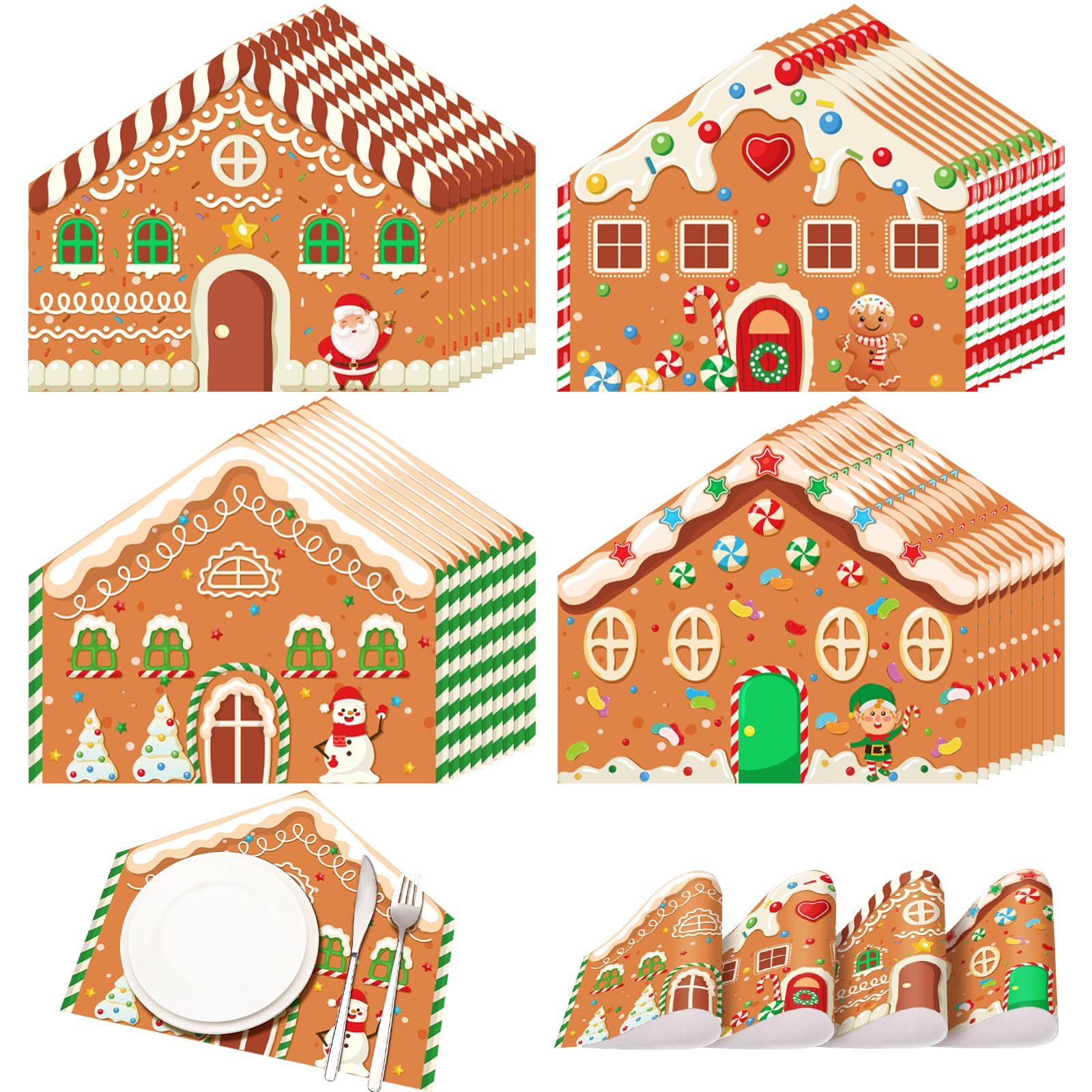 Amazon.com: Gilprop 36 Pcs Christmas Disposable Placemats 12.7" x 10.6 ...