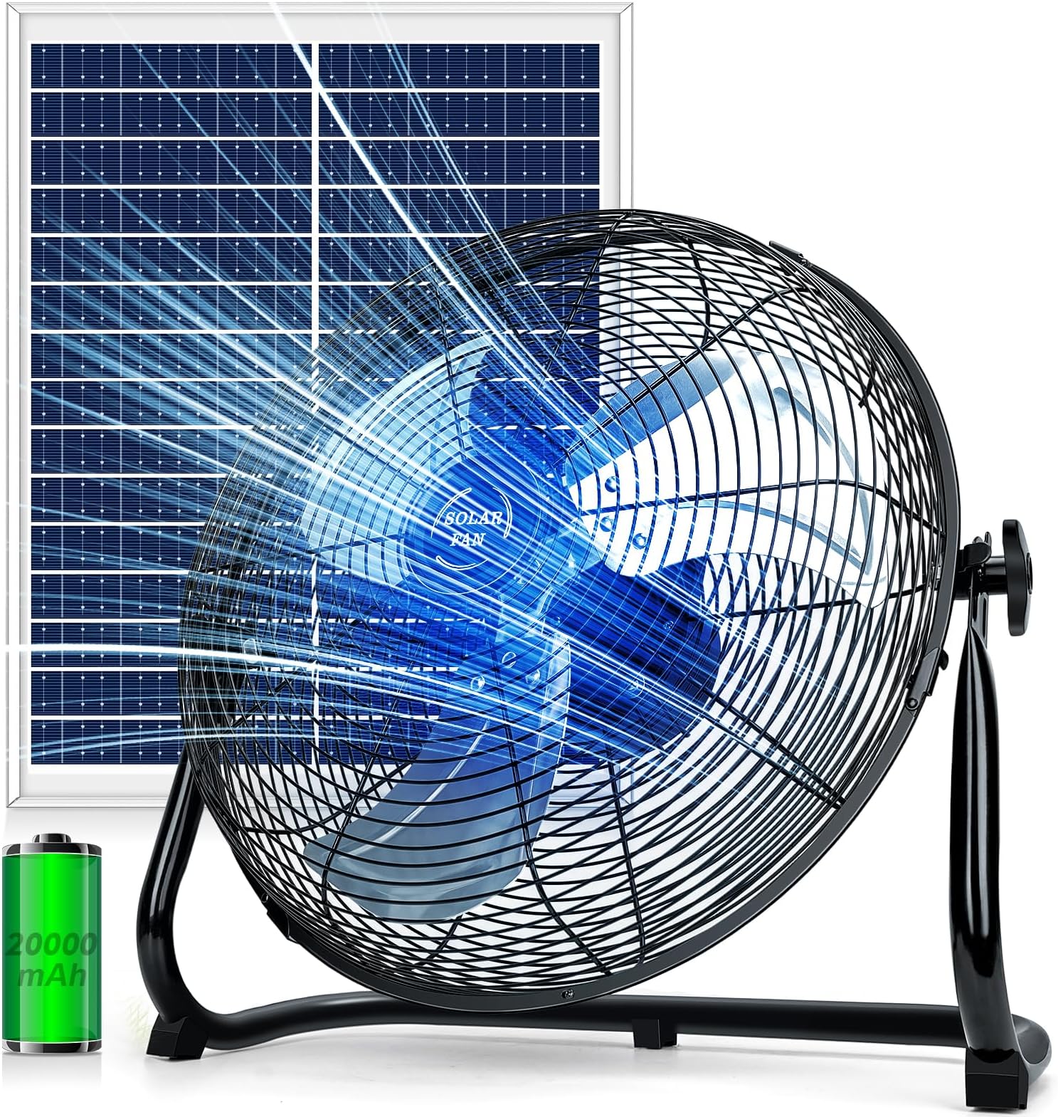 Amazon.com: TonyEst 16'' Solar Powered Fan with 30W Solar Panel ...