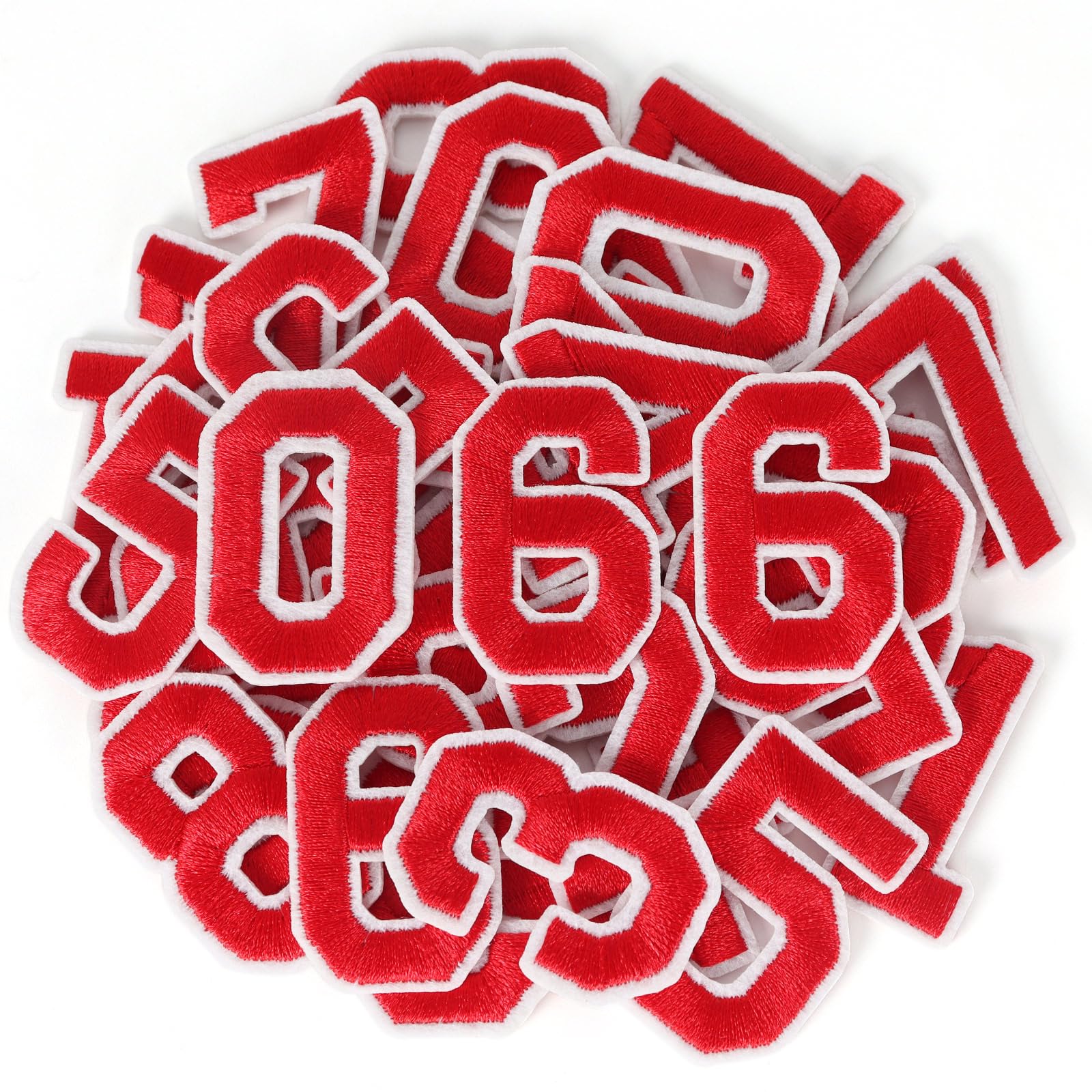 Amazon.com: 40 Pcs Iron on Numbers Patches, Red Embroidery Number ...