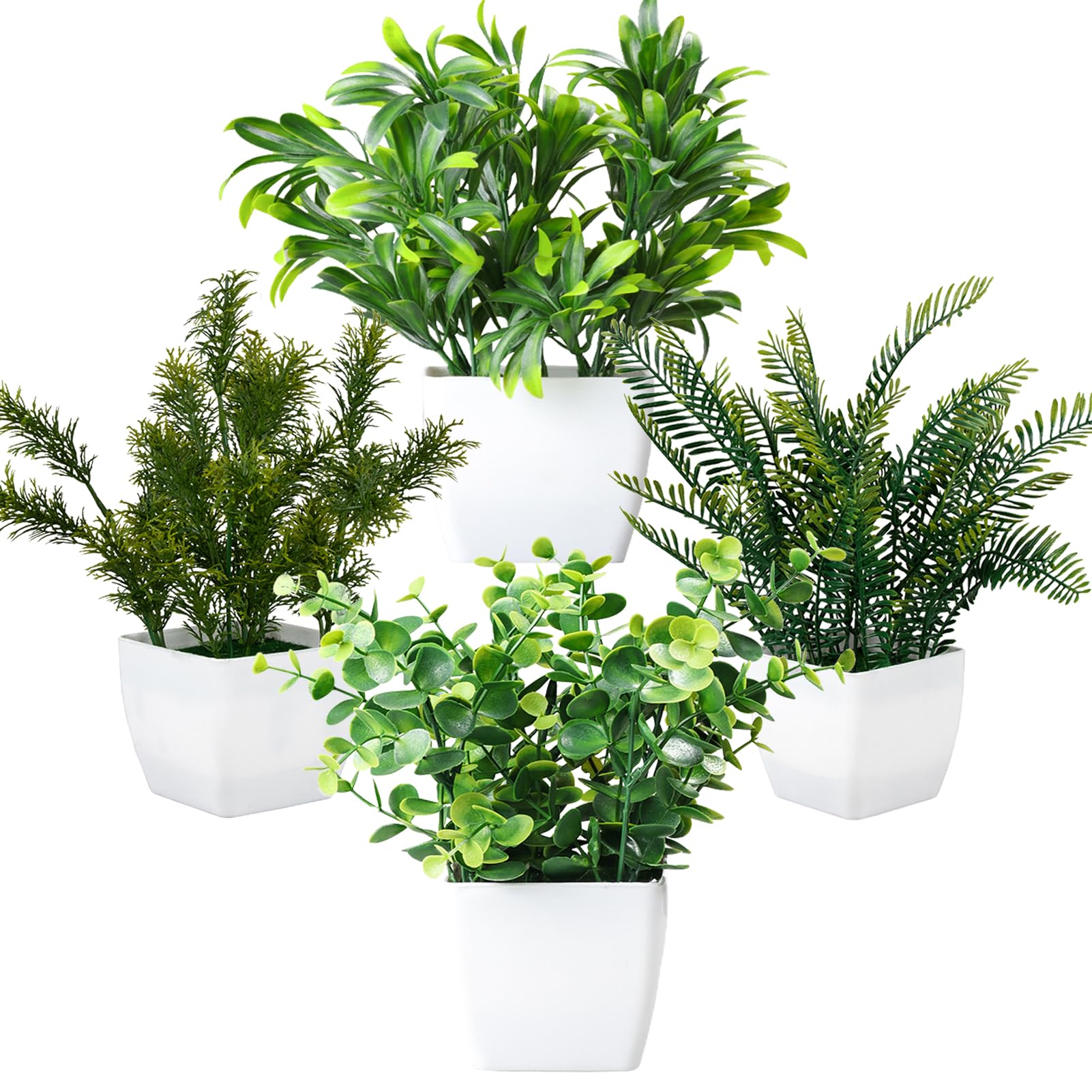 Fake Plants,4 Packs Small Fake Plants,Faux Plants Indoor,Artificial ...