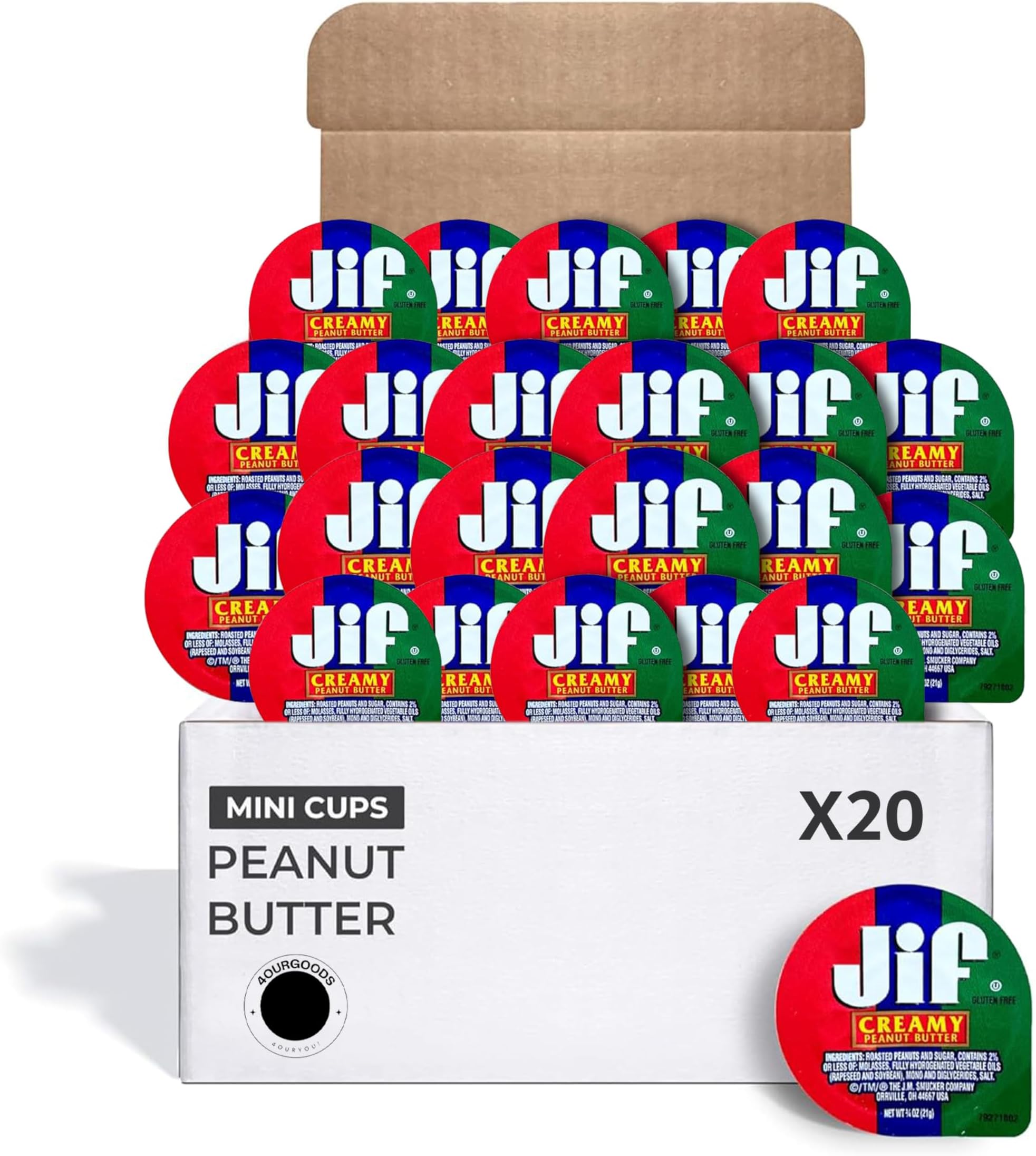 Amazon.com : Jif Creamy Peanut Butter Mini Cups, (20-Pack), Portion Control, Single Serve ...
