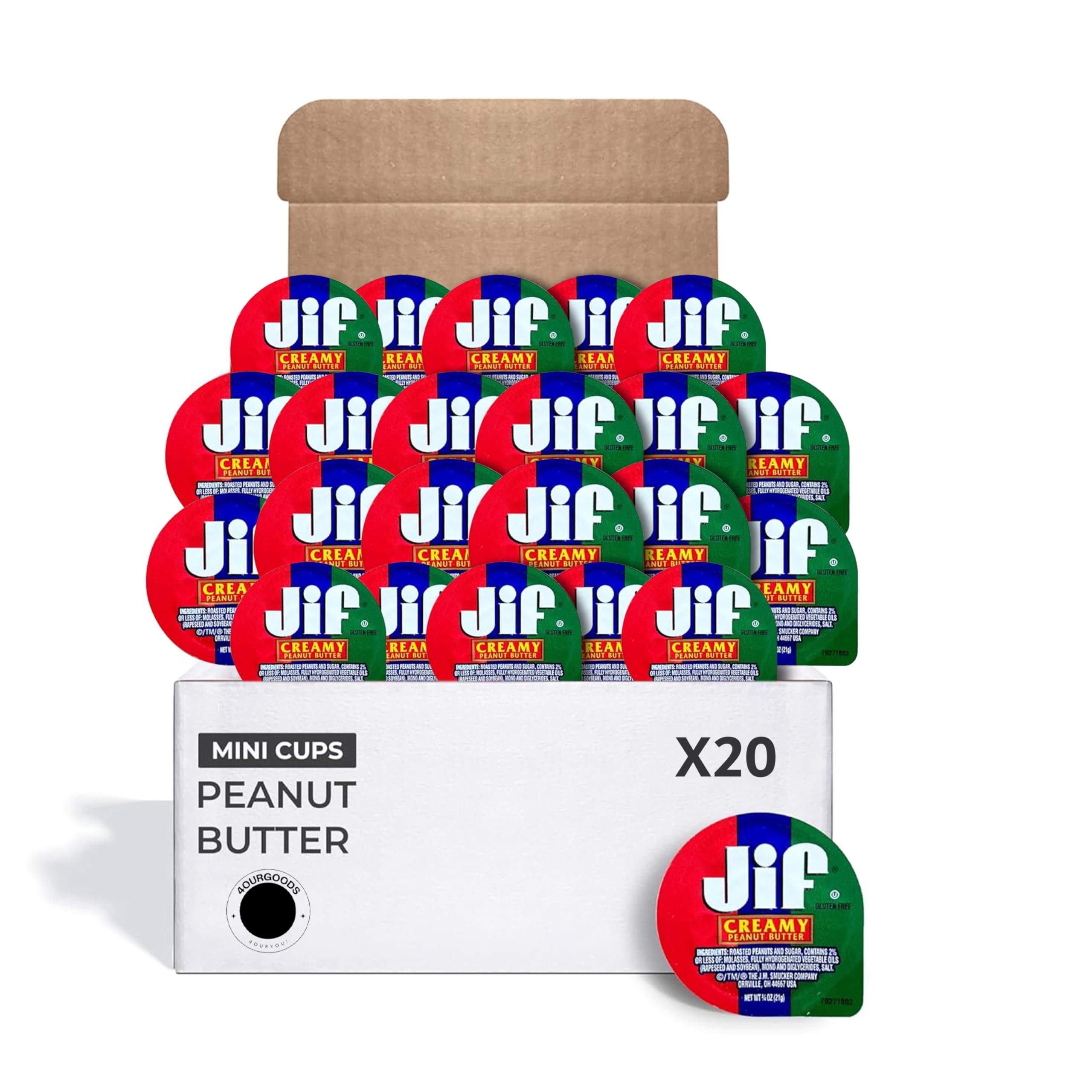 Amazon.com : Jif Creamy Peanut Butter Mini Cups, (20-Pack), Portion ...