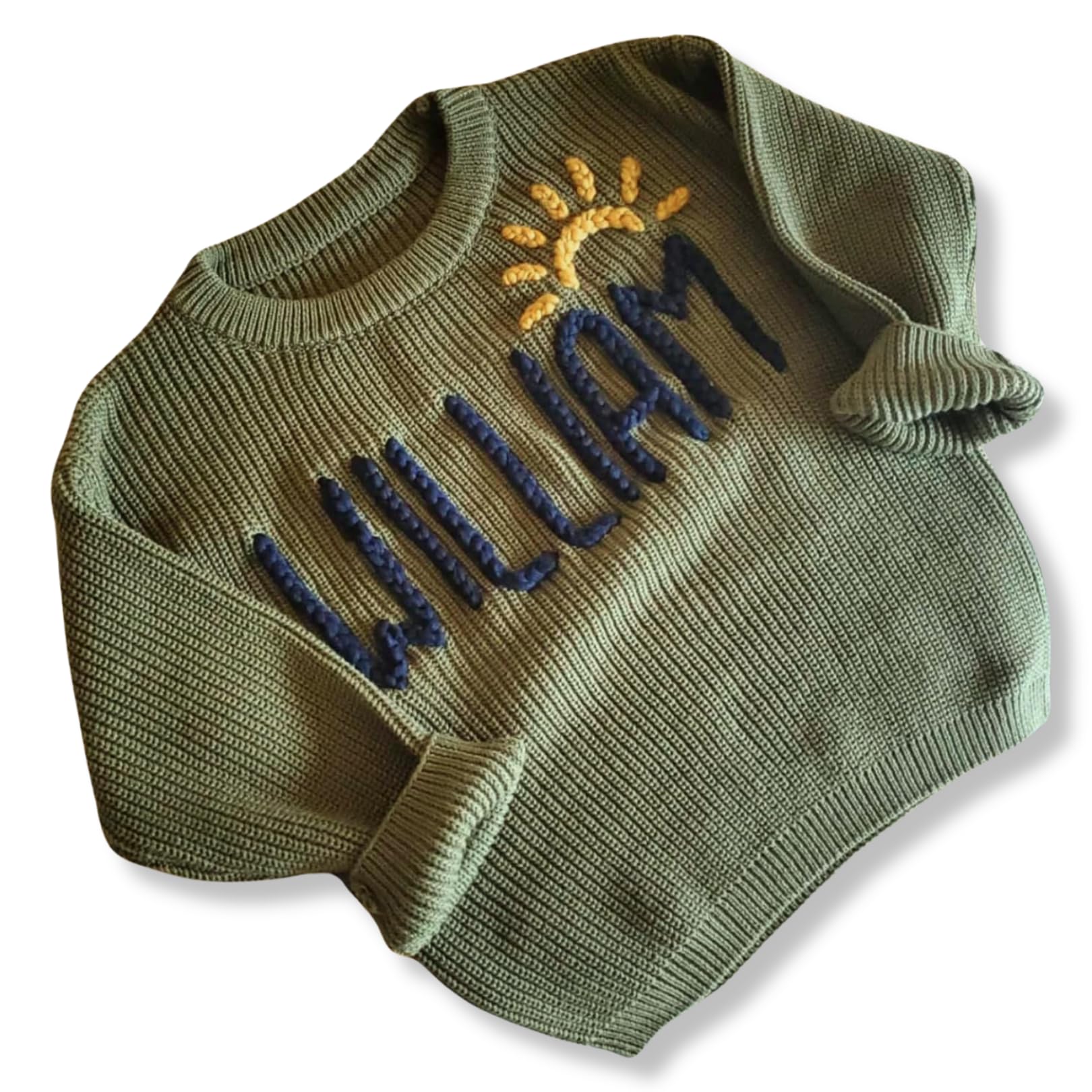 Amazon.com: Personalized Baby Sweater, Hand Embroidered Knit Name ...