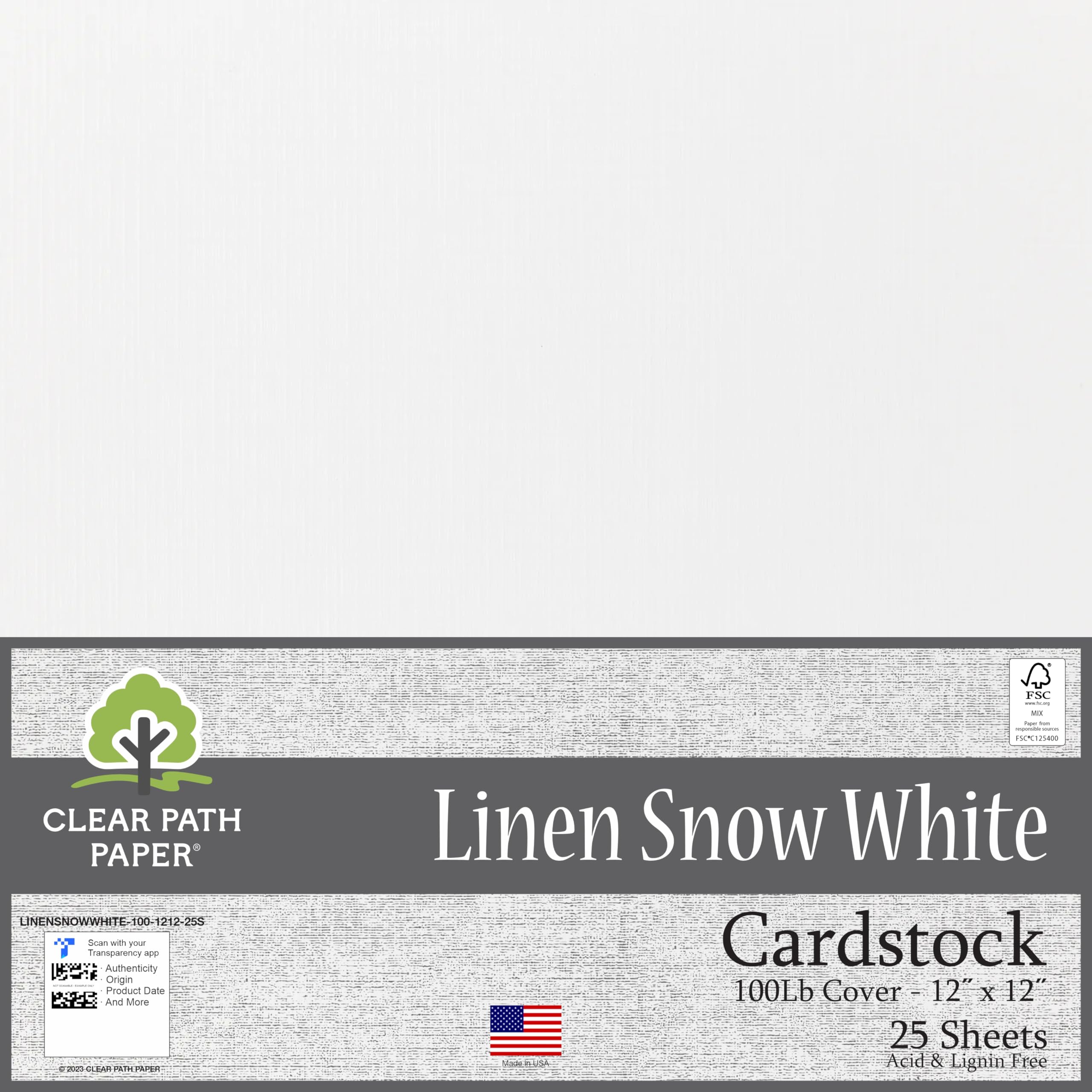 Amazon.com: Linen Snow White Cardstock - 12 x 12 inch - 100Lb Cover ...
