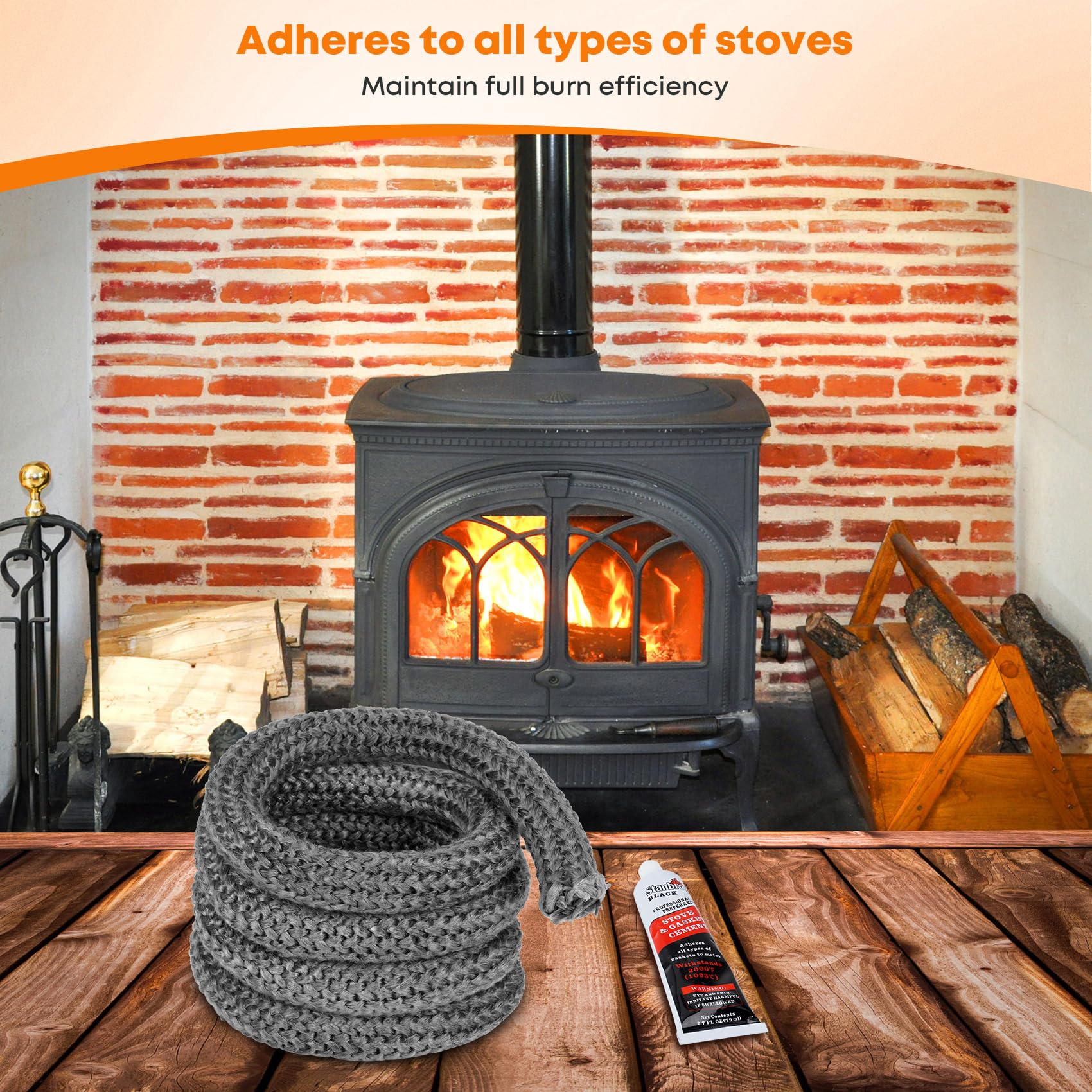 Snapklik.com : Wood Stove Gasket, 1" X 84" Graphite Impregnated ...